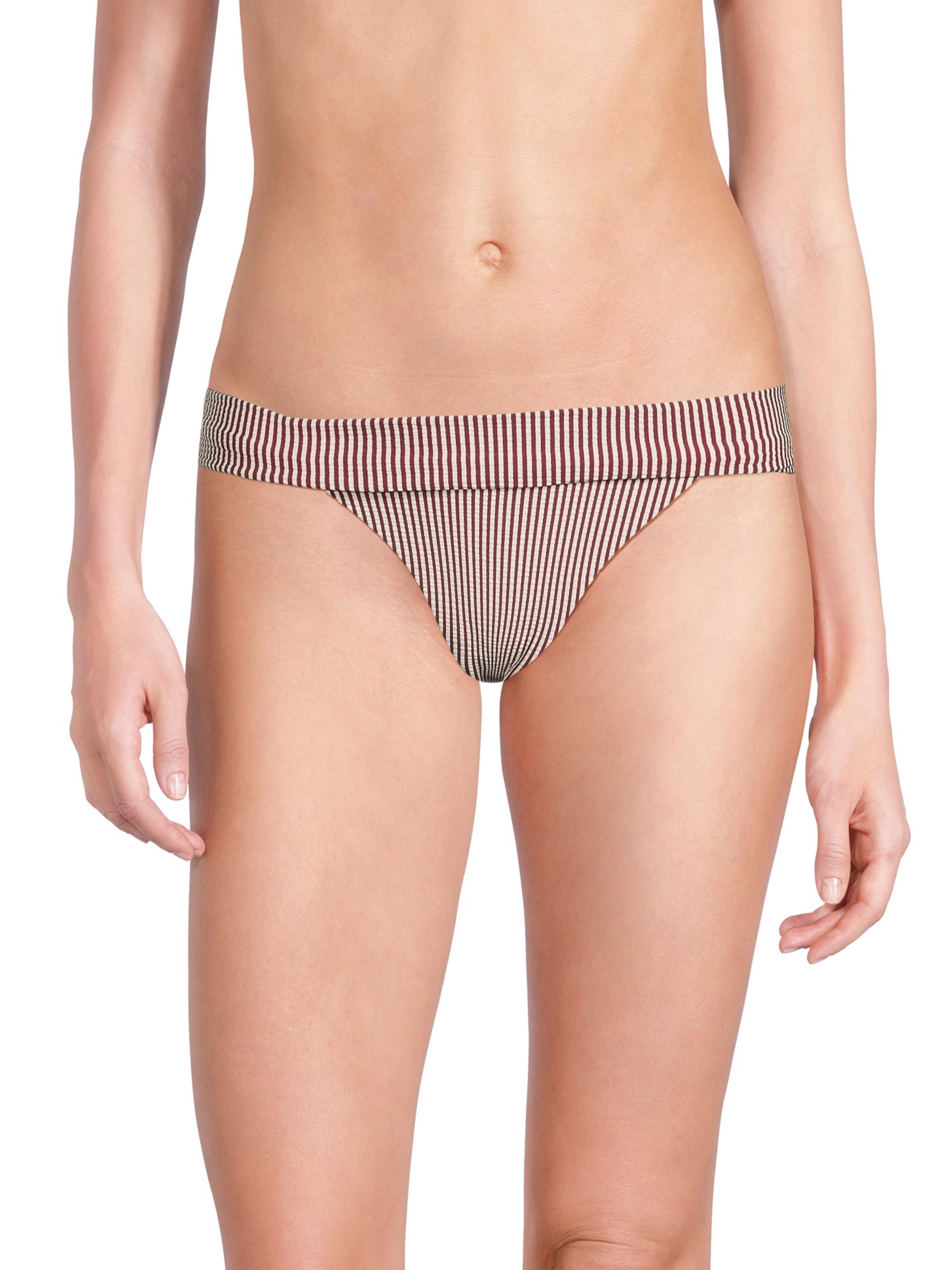 Click here for Onia Womens Karina Striped Bikini Bottom - Pomegra... prices