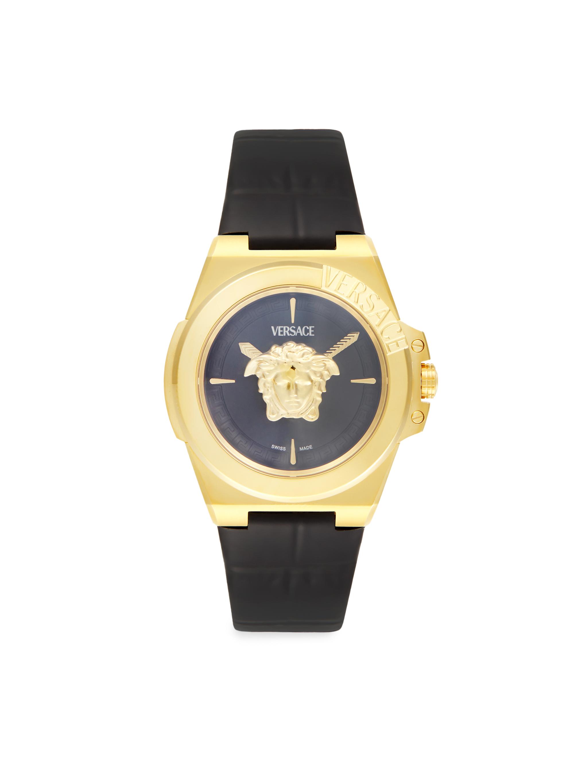 Click here for Versace Womens Hera Black Sunray Dial & Leather St... prices
