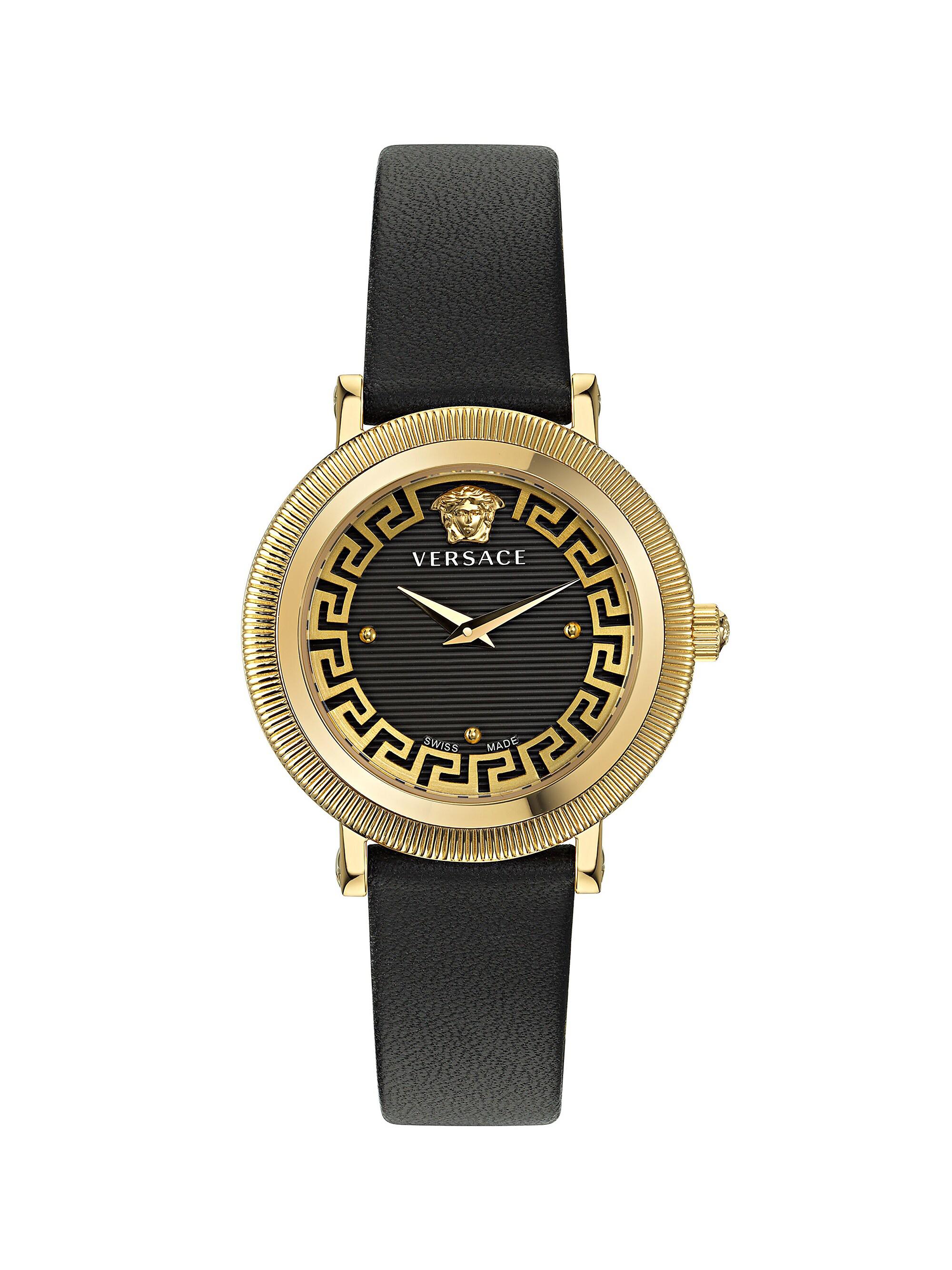 Click here for Versace Womens Flourish IP Yellow Goldtone & Leath... prices