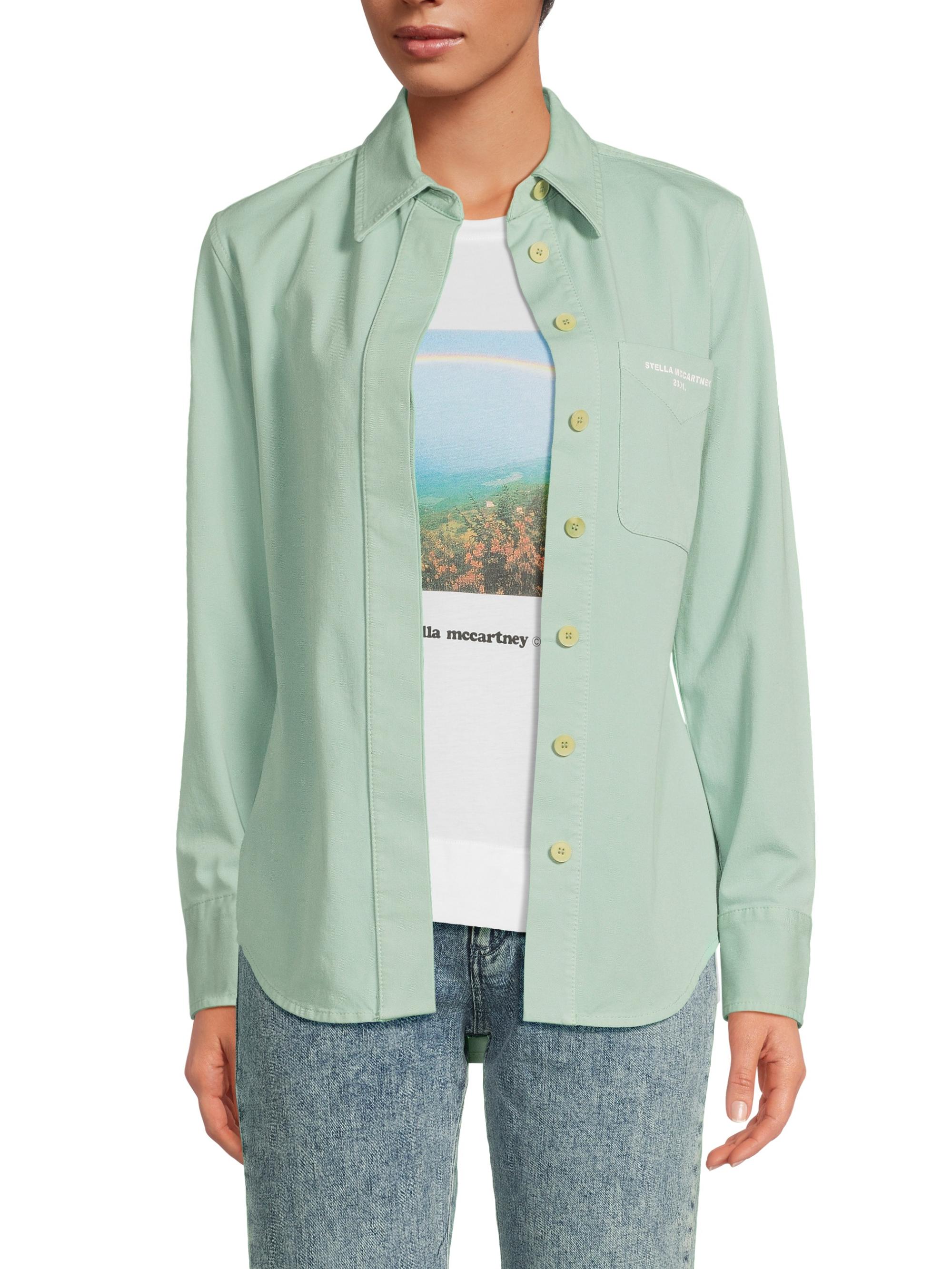 Click here for Stella Mccartney Womens Cotton-Stretch Button Shir... prices