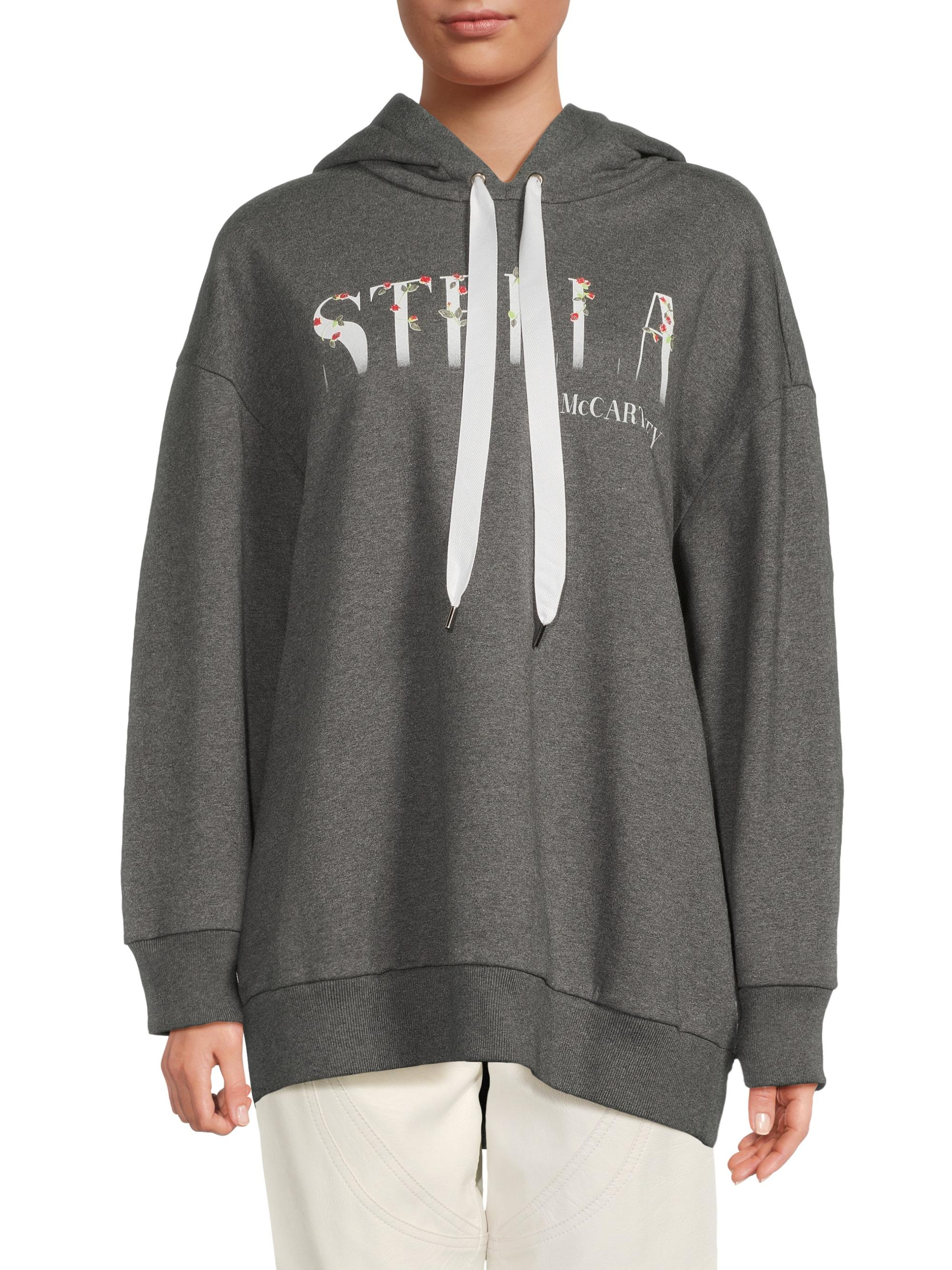 Click here for Stella Mccartney Womens Logo Cotton Hoodie - Grey... prices