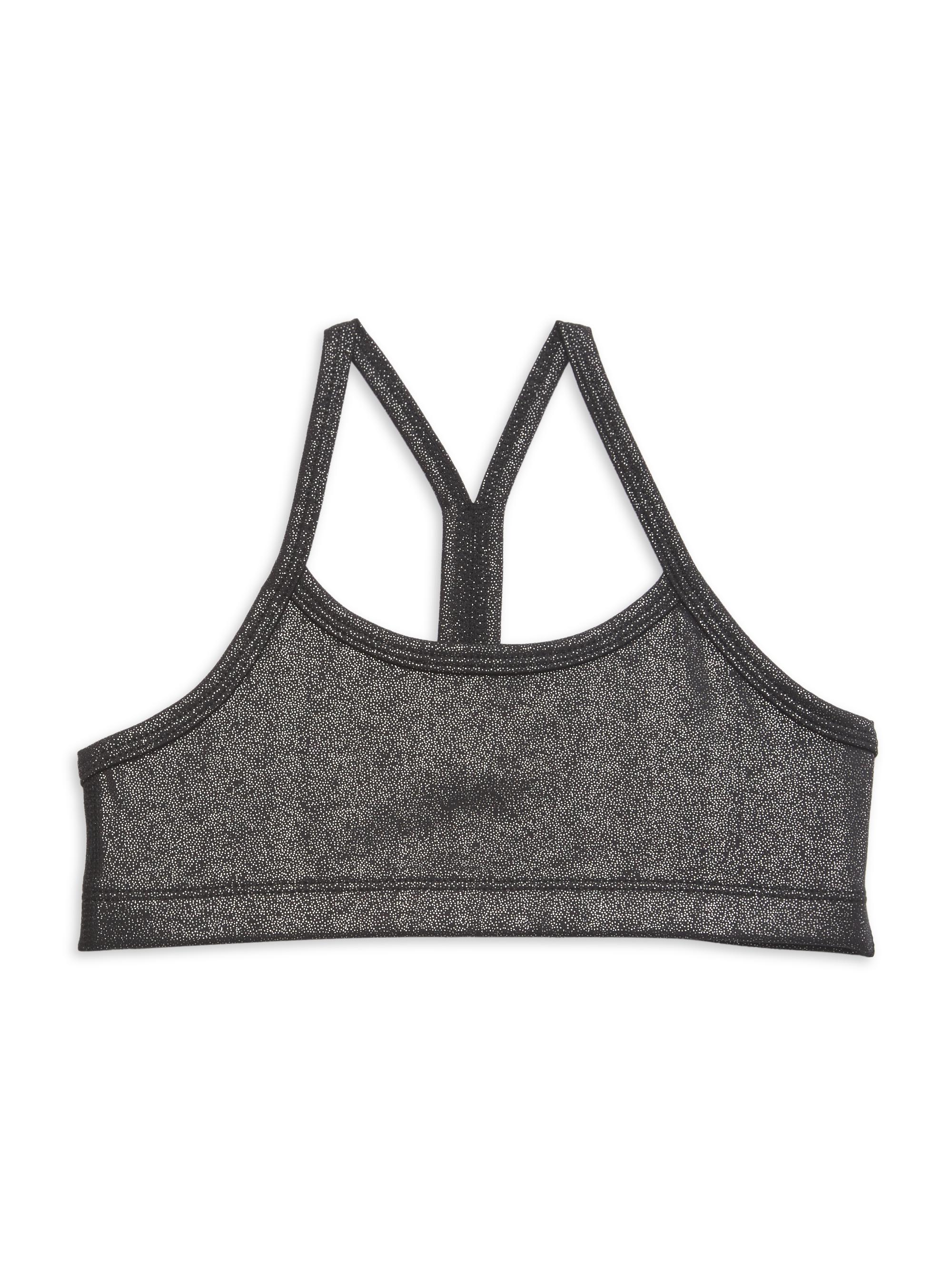 Click here for Terez Little Girls Foil Racerback Sports Bra - Bla... prices