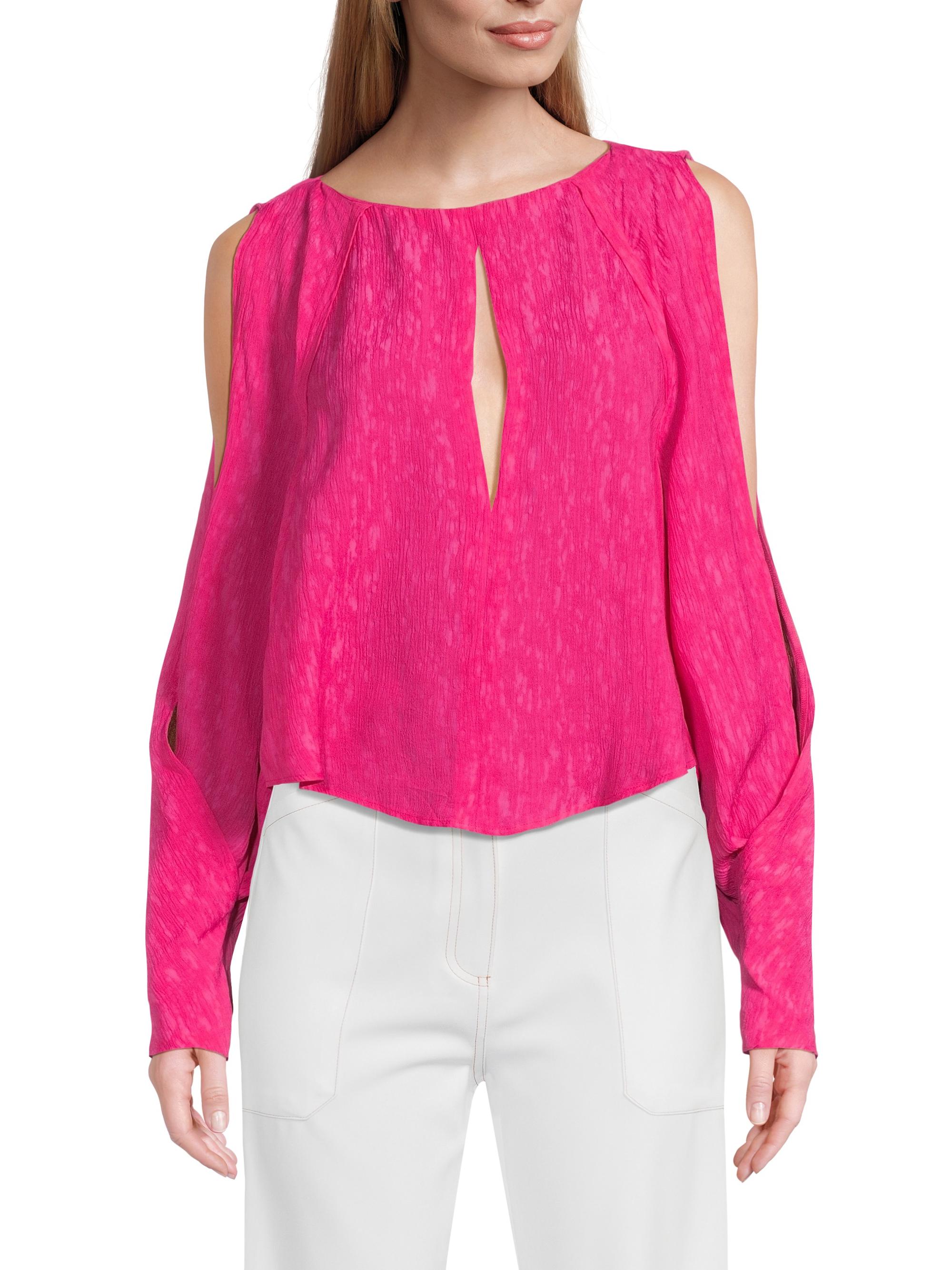 Click here for Iro Womens Maurita Cold-Shoulder Blouse - Fuchsia... prices