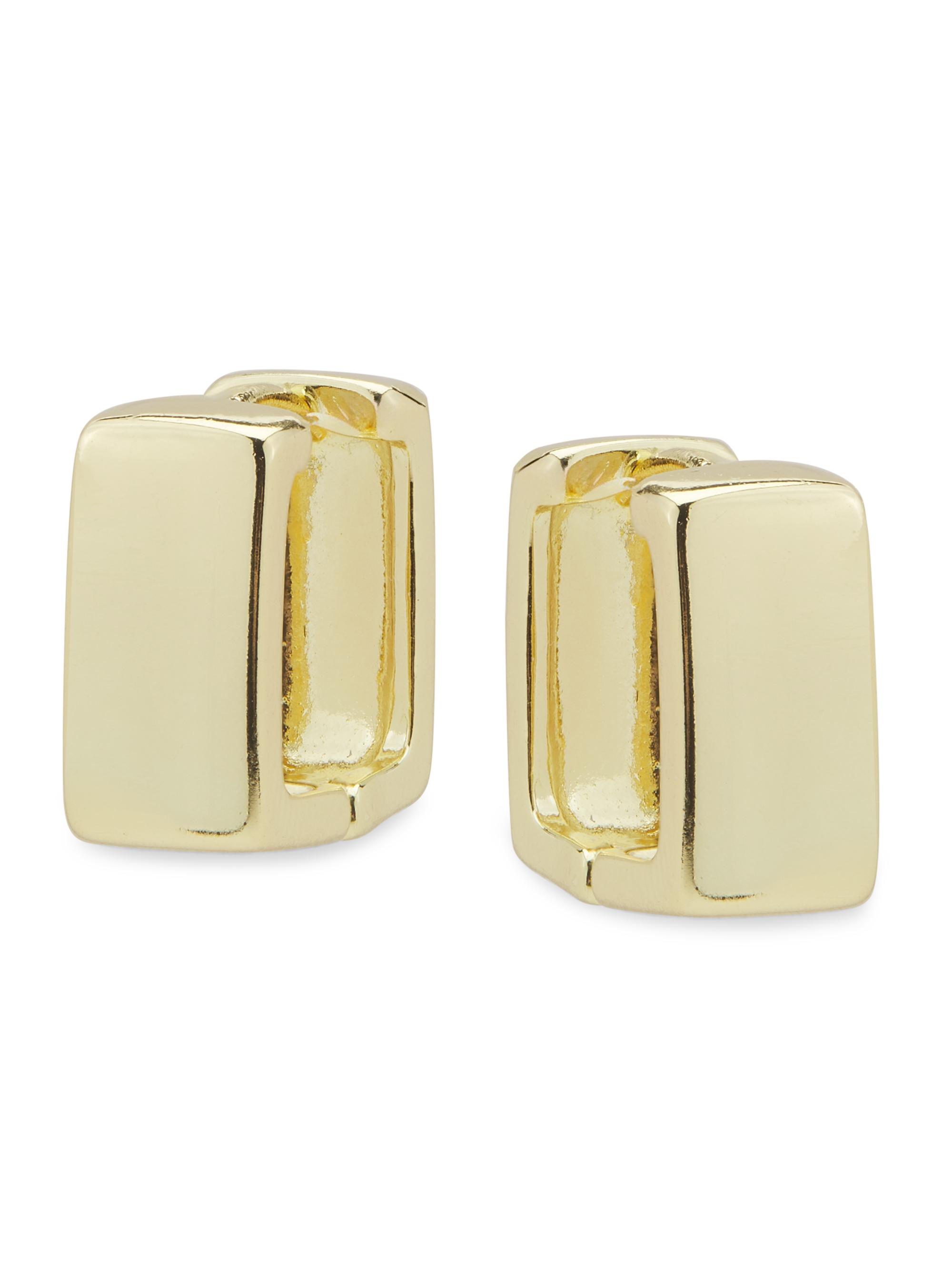 Click here for Area Stars Womens Goldtone & Alloy Square Huggie E... prices