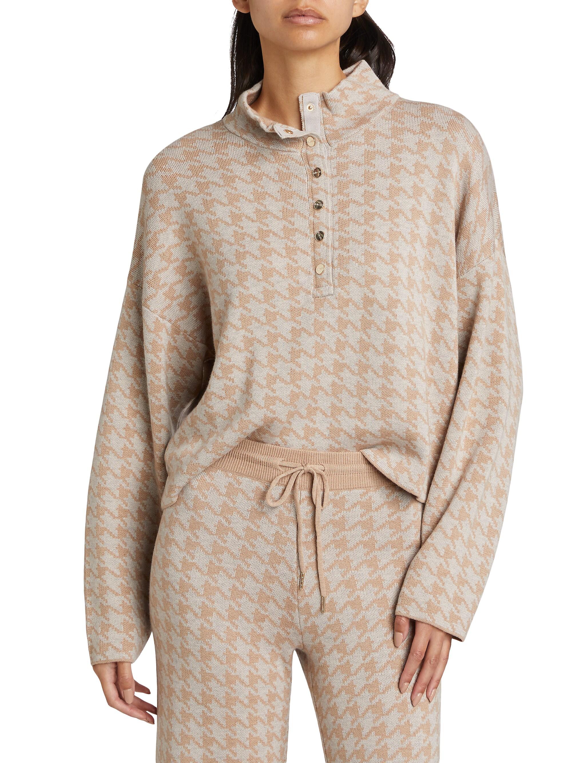 Click here for Saks Fifth Avenue Womens Houndstooth Funnel-Neck S... prices