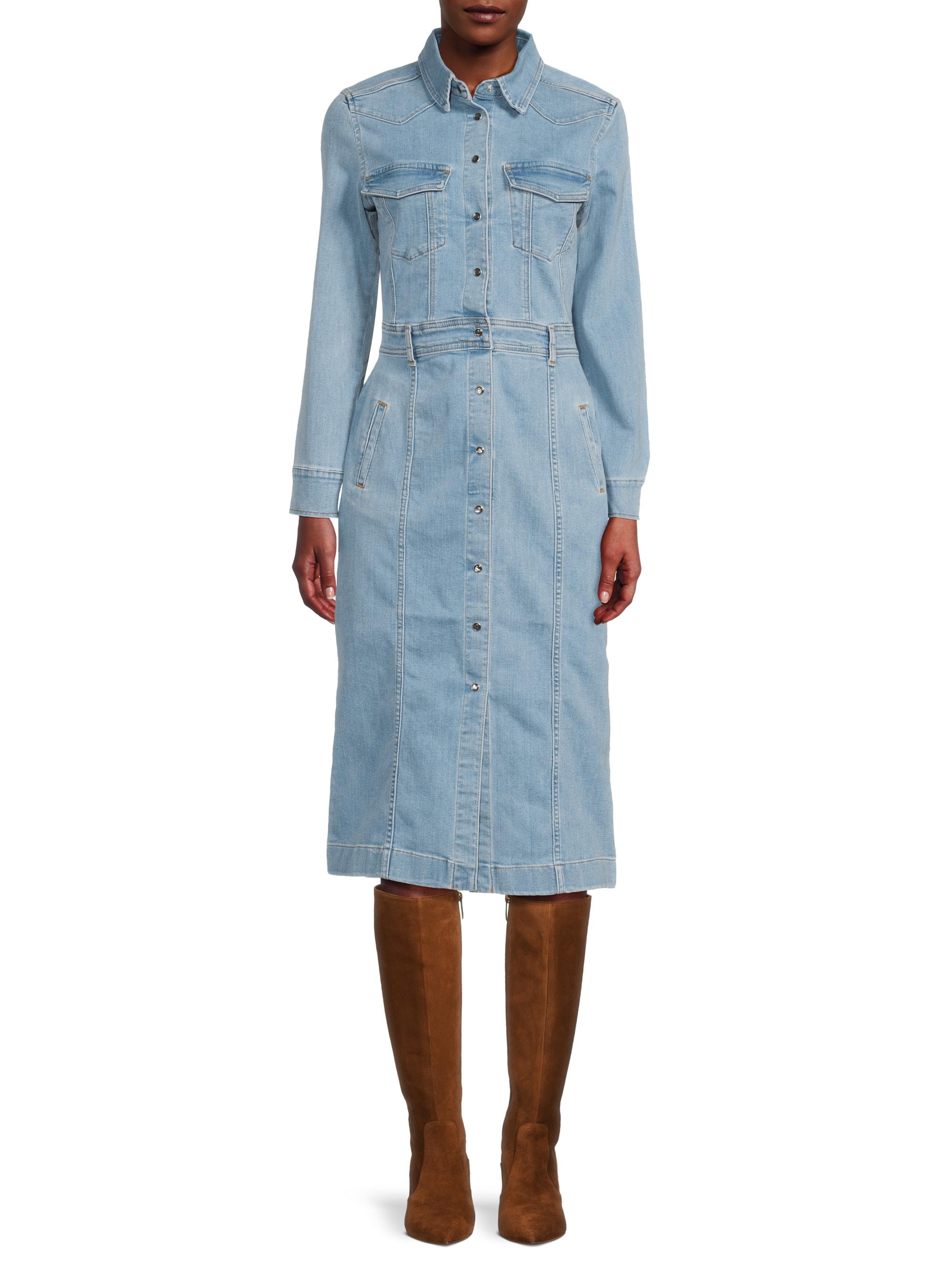 Click here for 7 For All Mankind Womens Luxe Denim Midi-Shirtdres... prices