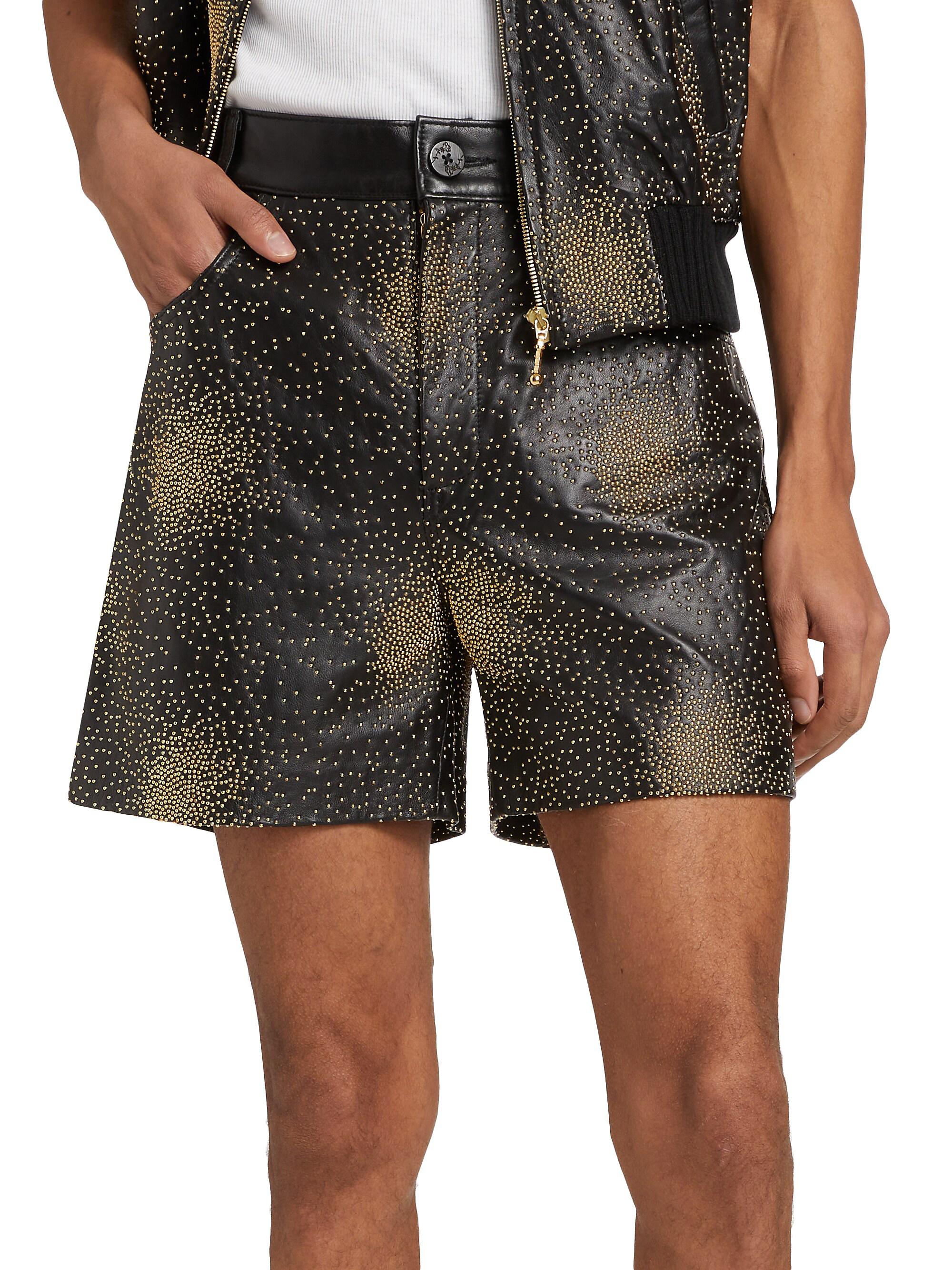 Click here for Ernest W. Baker Mens Studded Leather Shorts - Blac... prices