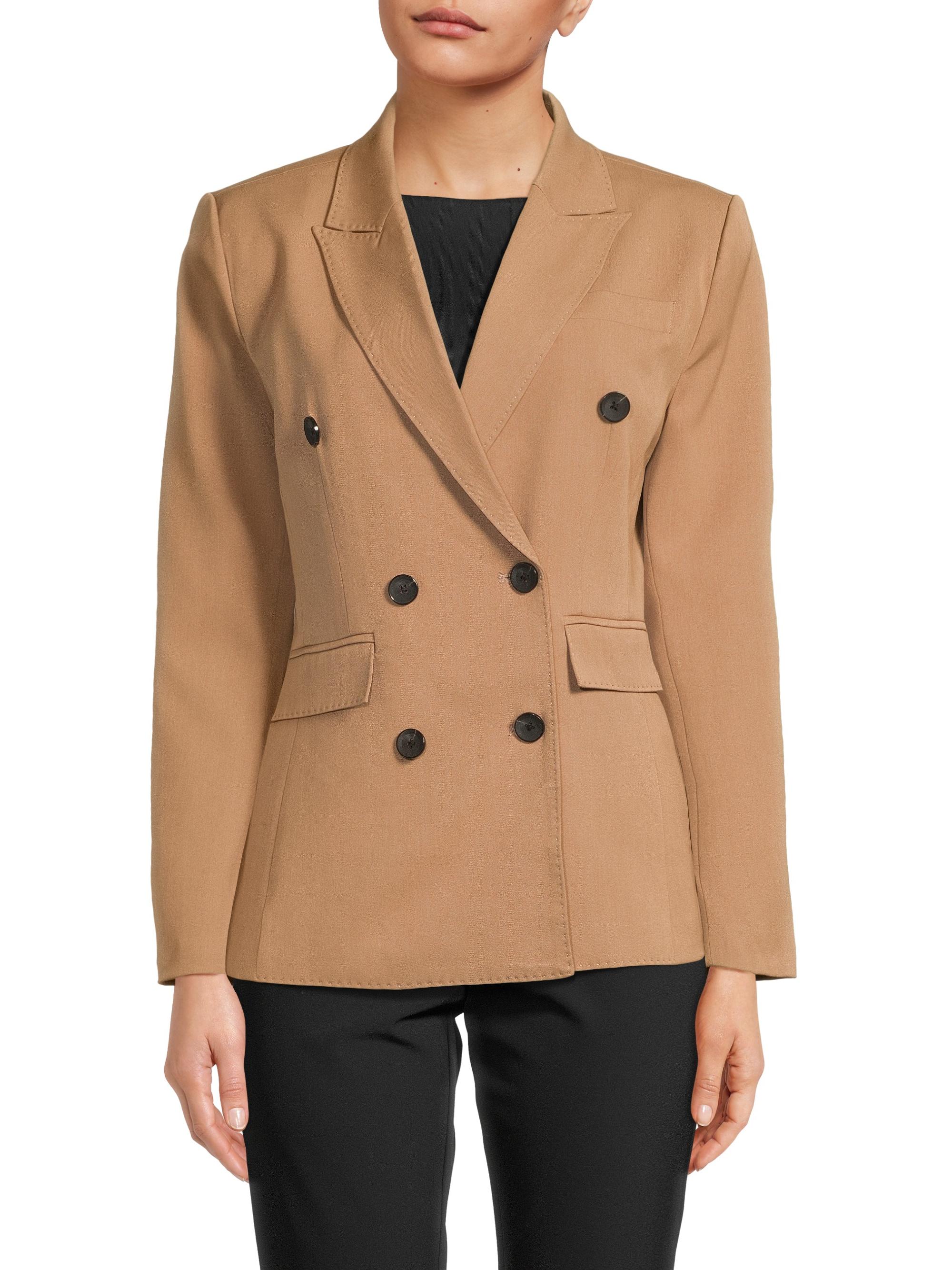 Click here for Wdny Womens Double-Breasted Stretch Woven Blazer -... prices