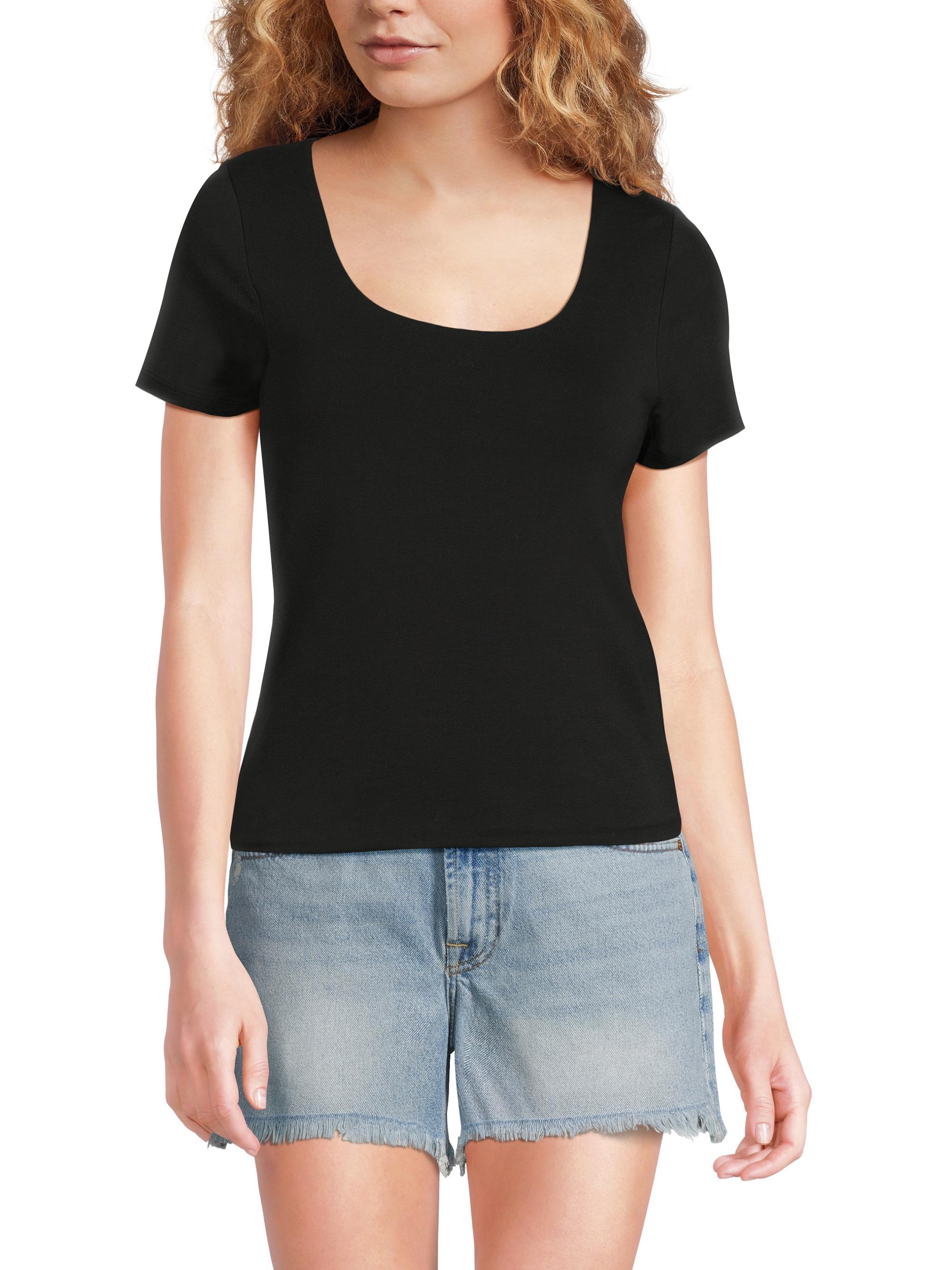 7 For All Mankind Womens Solid T-Shirt - Black - Size XS