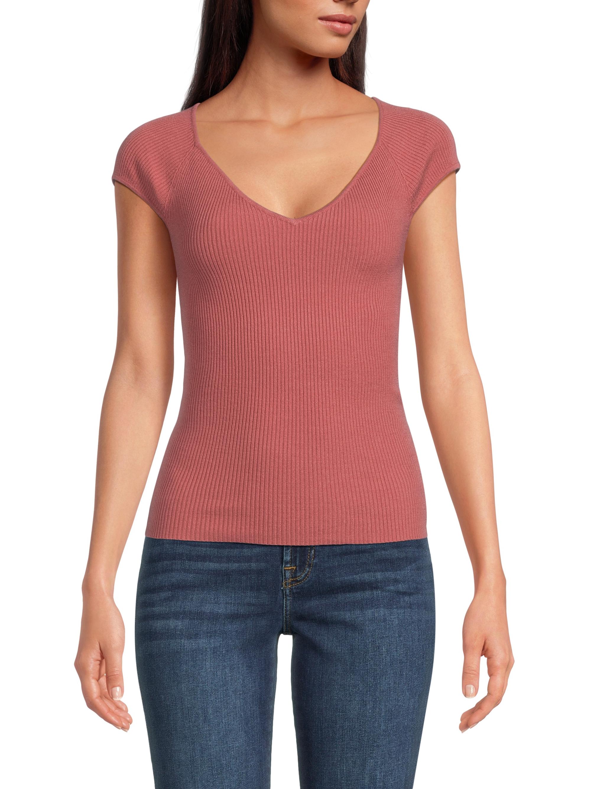 Click here for 7 For All Mankind Womens Ribbed Top - Berry - Size... prices