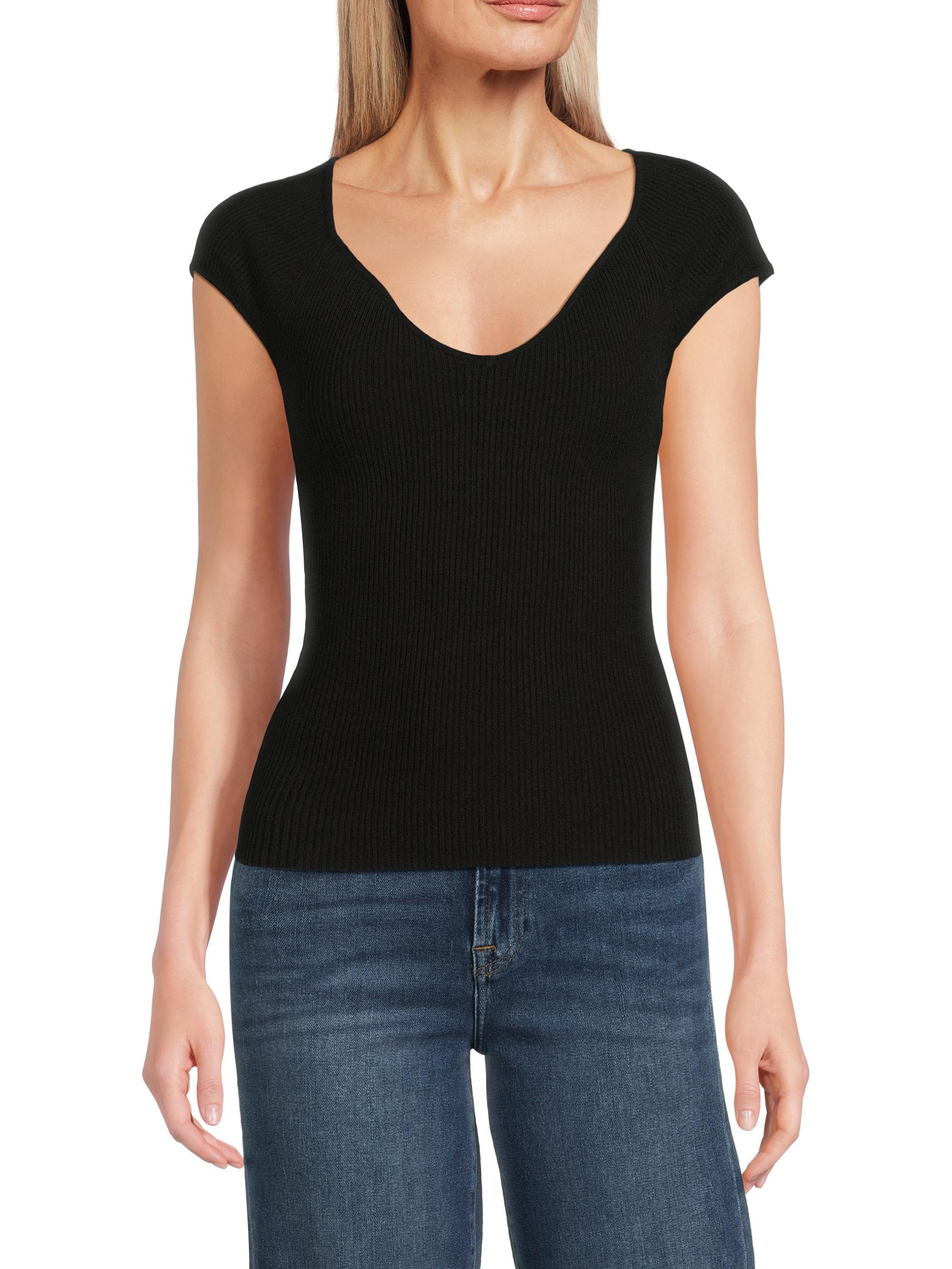 Click here for 7 For All Mankind Womens Ribbed Top - Black - Size... prices