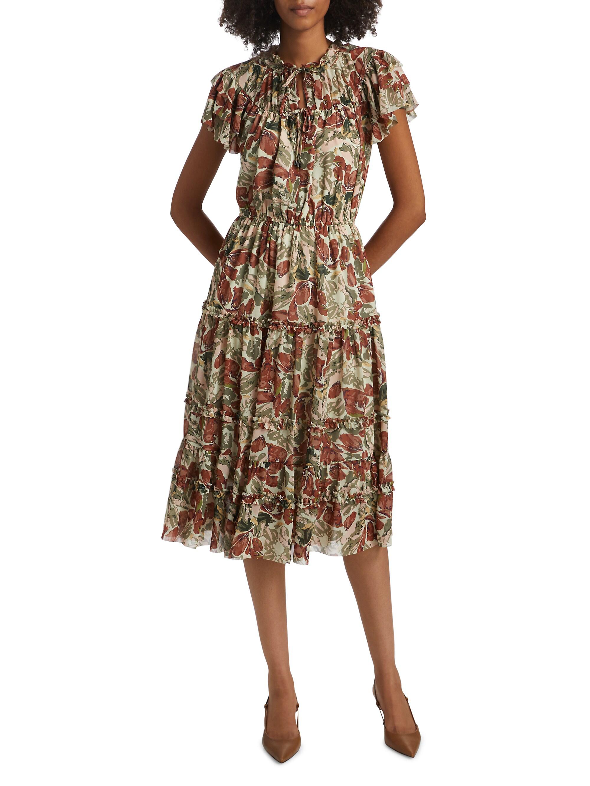 Click here for If Only Studio Womens Painterly Tiered Ruffled Dre... prices