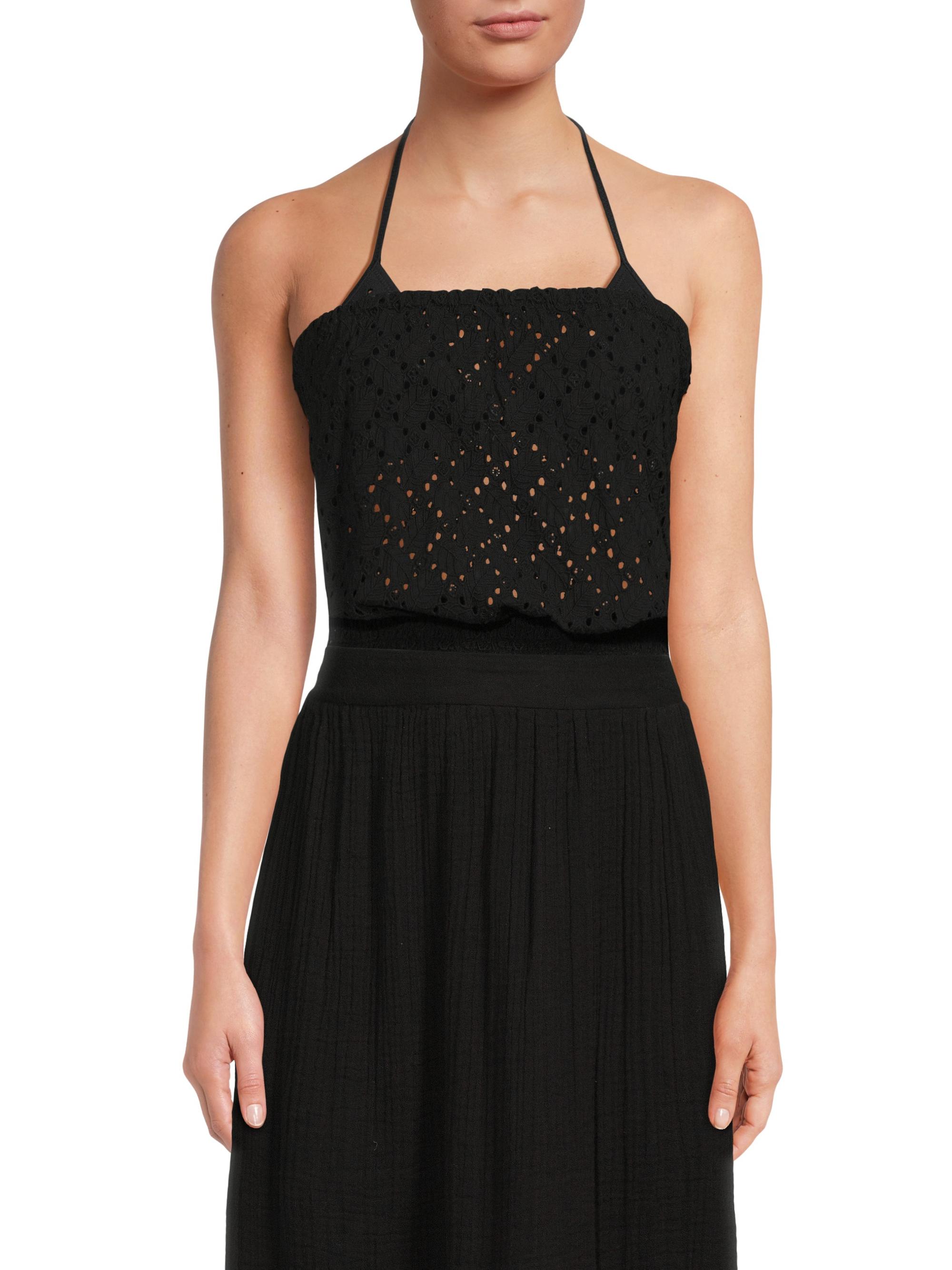 Click here for Ramy Brook Womens Trisha Eyelet Cotton Top - Black... prices