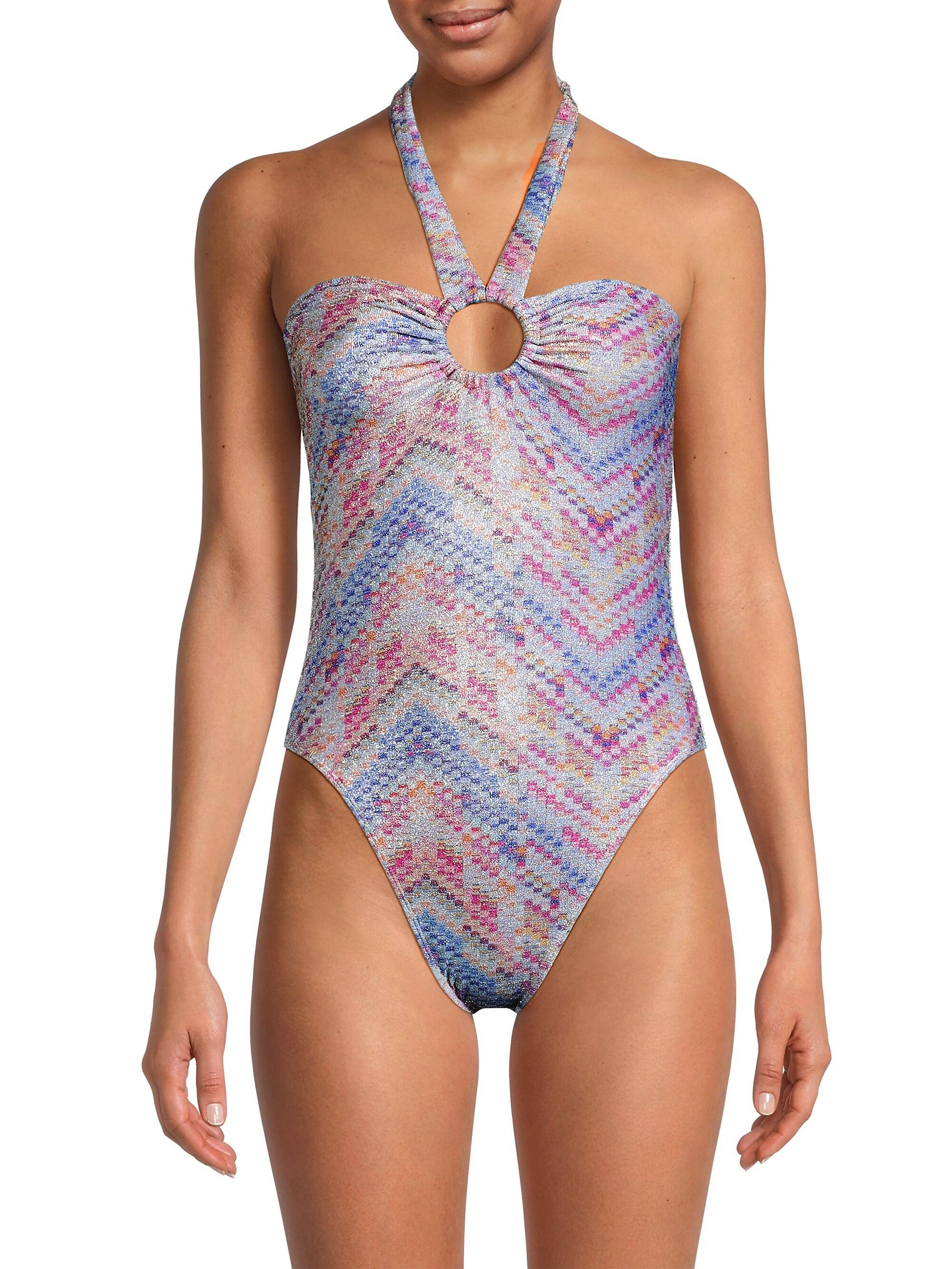 Click here for Ramy Brook Womens Sidney Abstract Halter One-Piece... prices