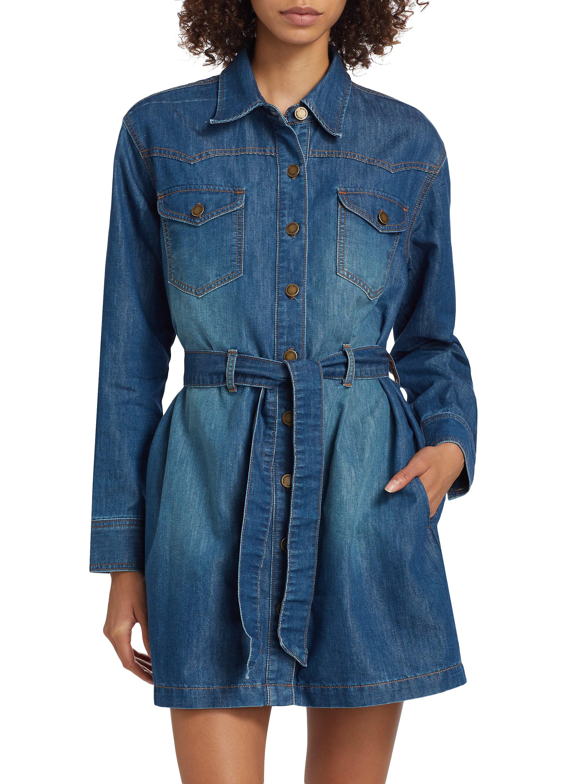 Click here for Ramy Brook Womens Starling Belted Denim Mini-Shirt... prices