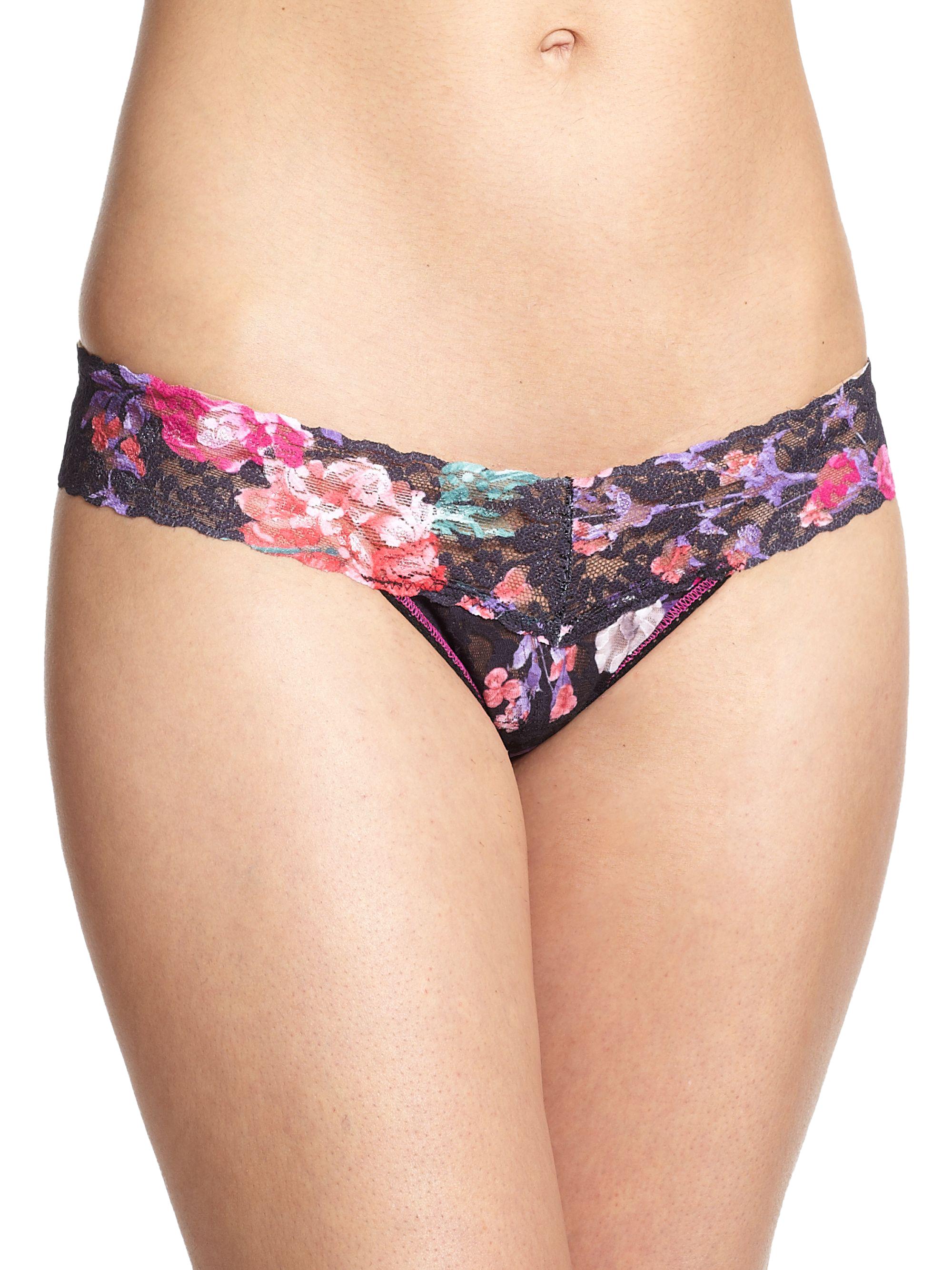 Click here for Hanky Panky Womens Bloom Low-Rise Thong - Black Mu... prices