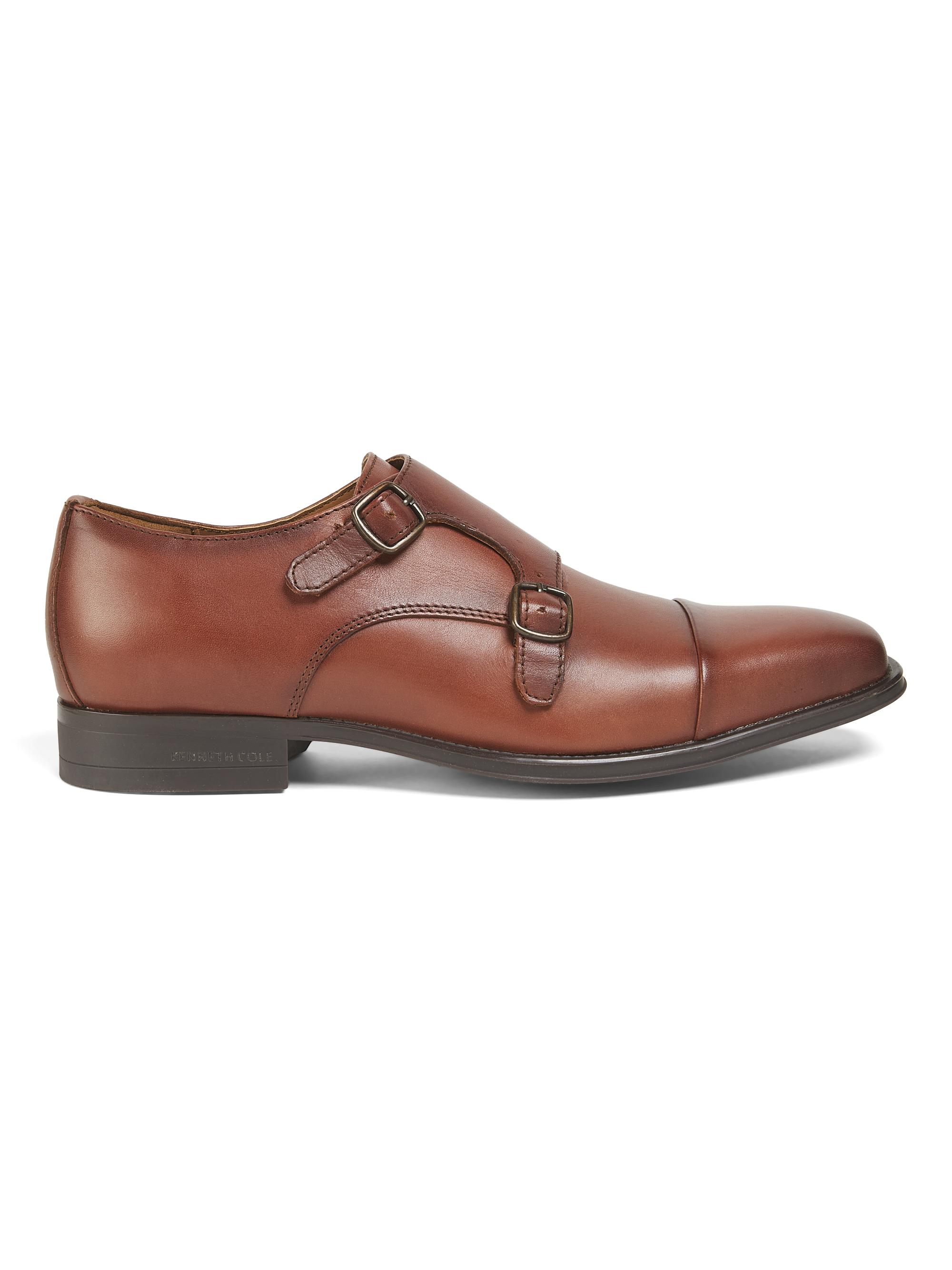 Kenneth Cole New York Mens Charles Double Monk Strap Shoe - Medium brown