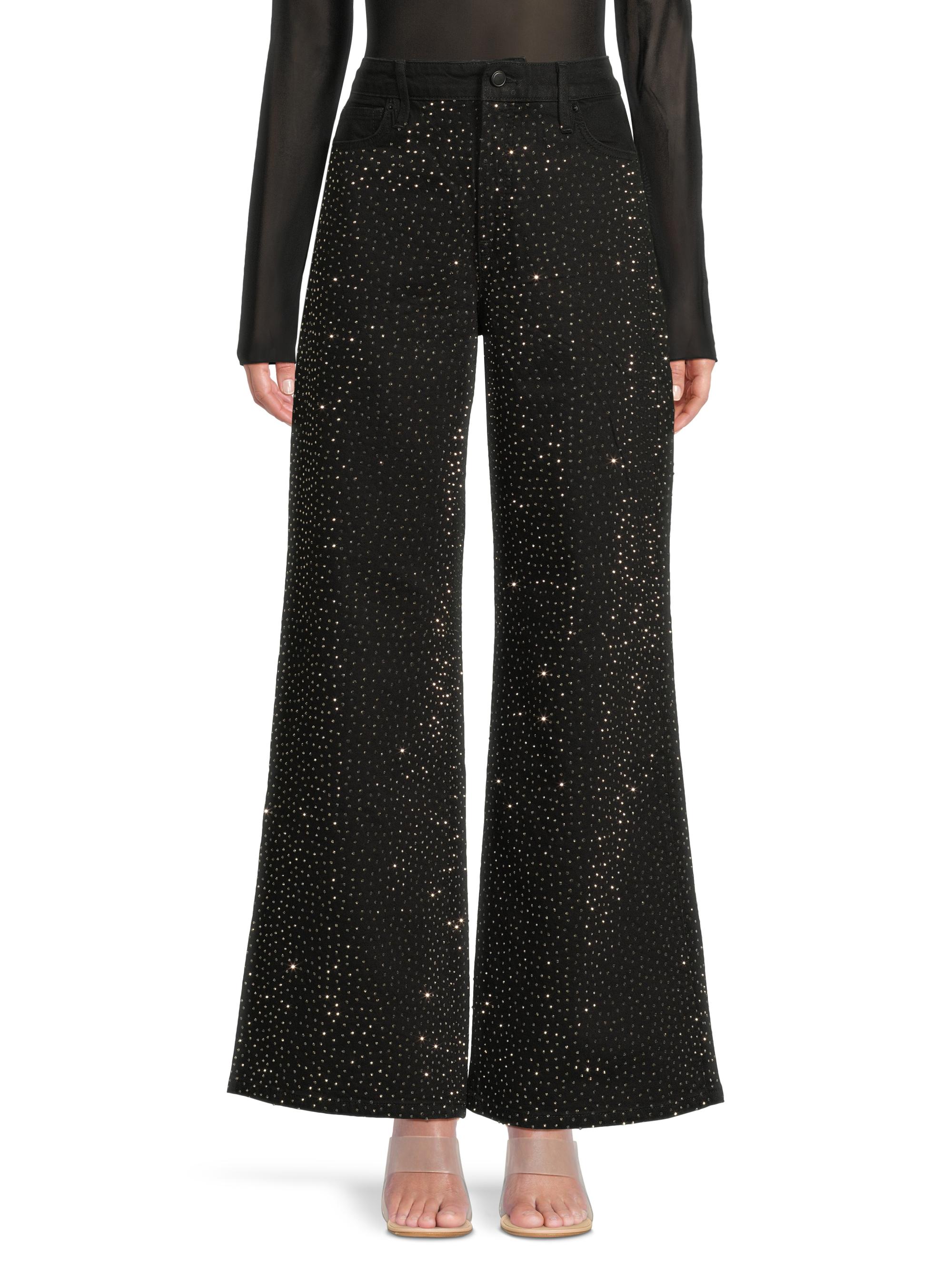 Click here for Good American Womens Embellished Wide Leg Jeans -... prices