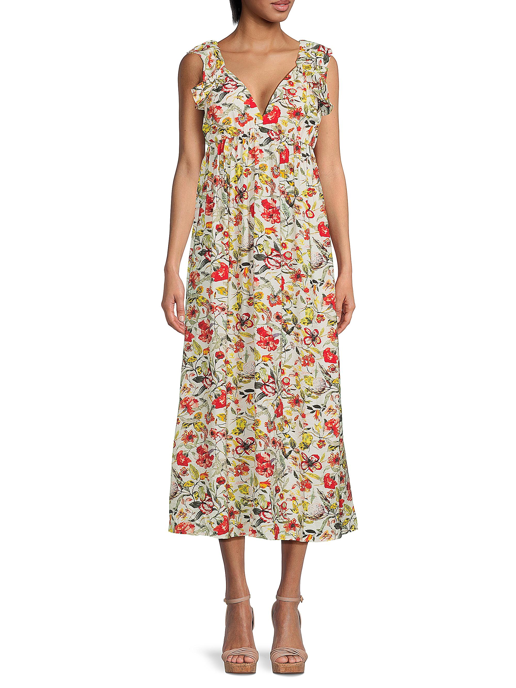 Click here for Vero Moda Womens Josie Ruffle-Trim Midi-Dress - Wh... prices