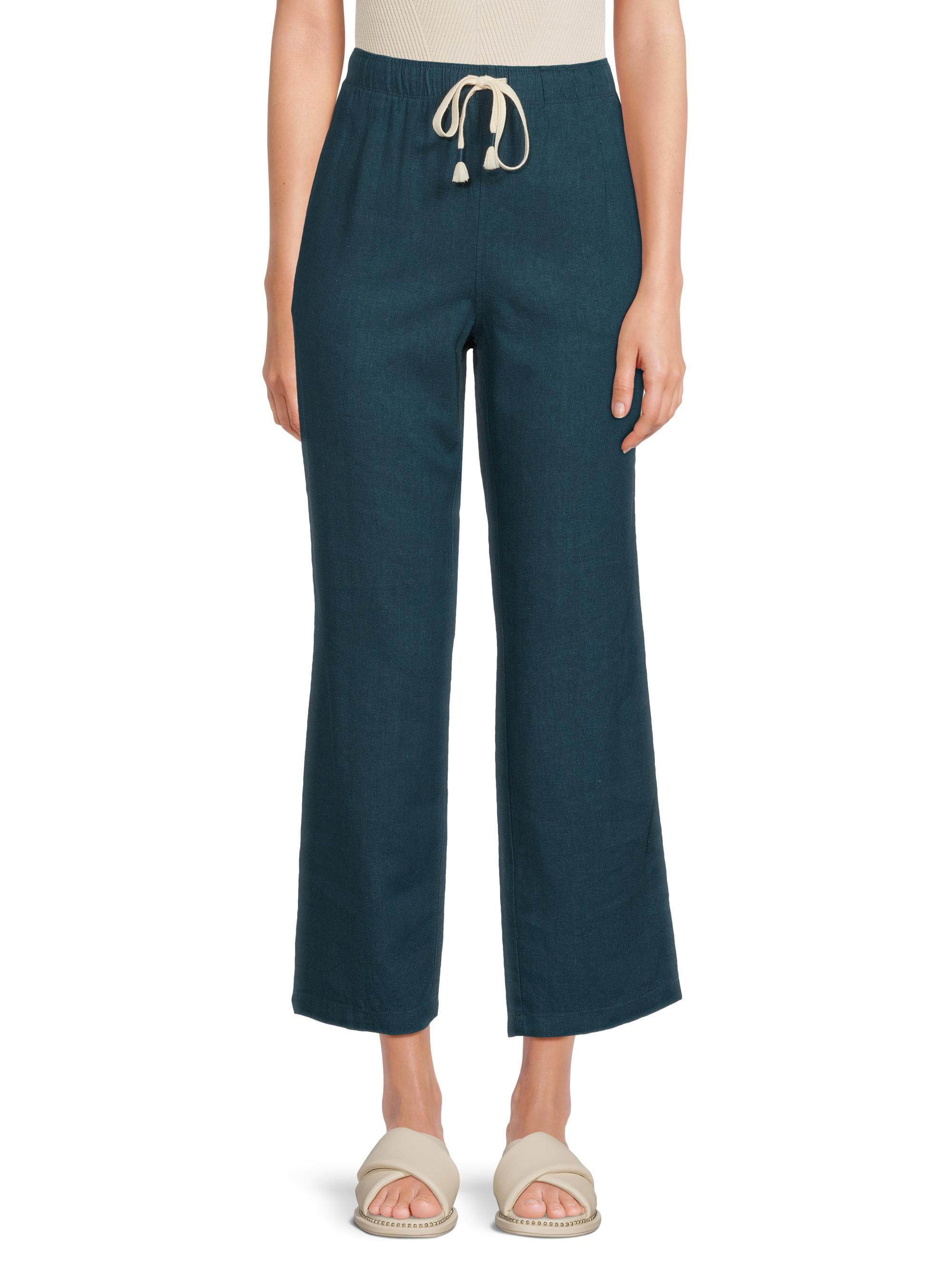 Click here for Andrew Marc Womens Tie Waist Linen-Blend Wide-Leg... prices