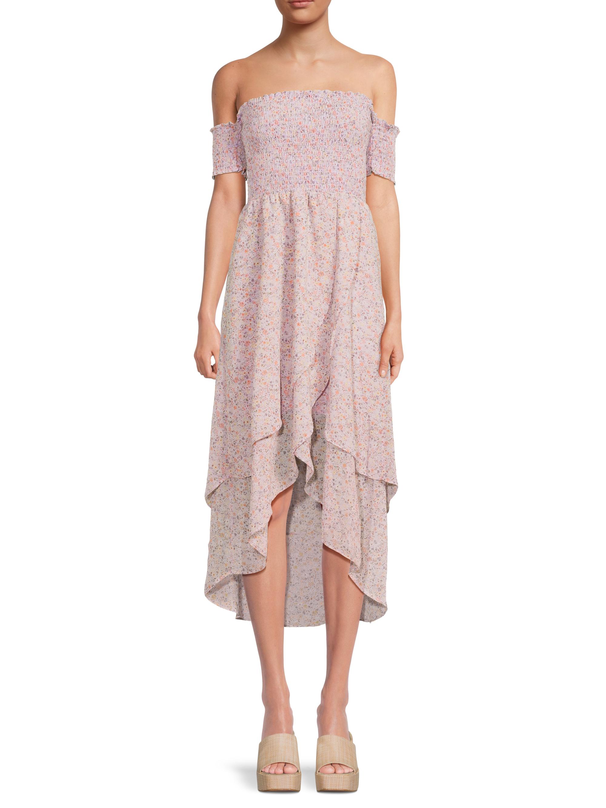 Click here for Lea & Viola Womens Off-Shoulder Smocked Floral Mid... prices