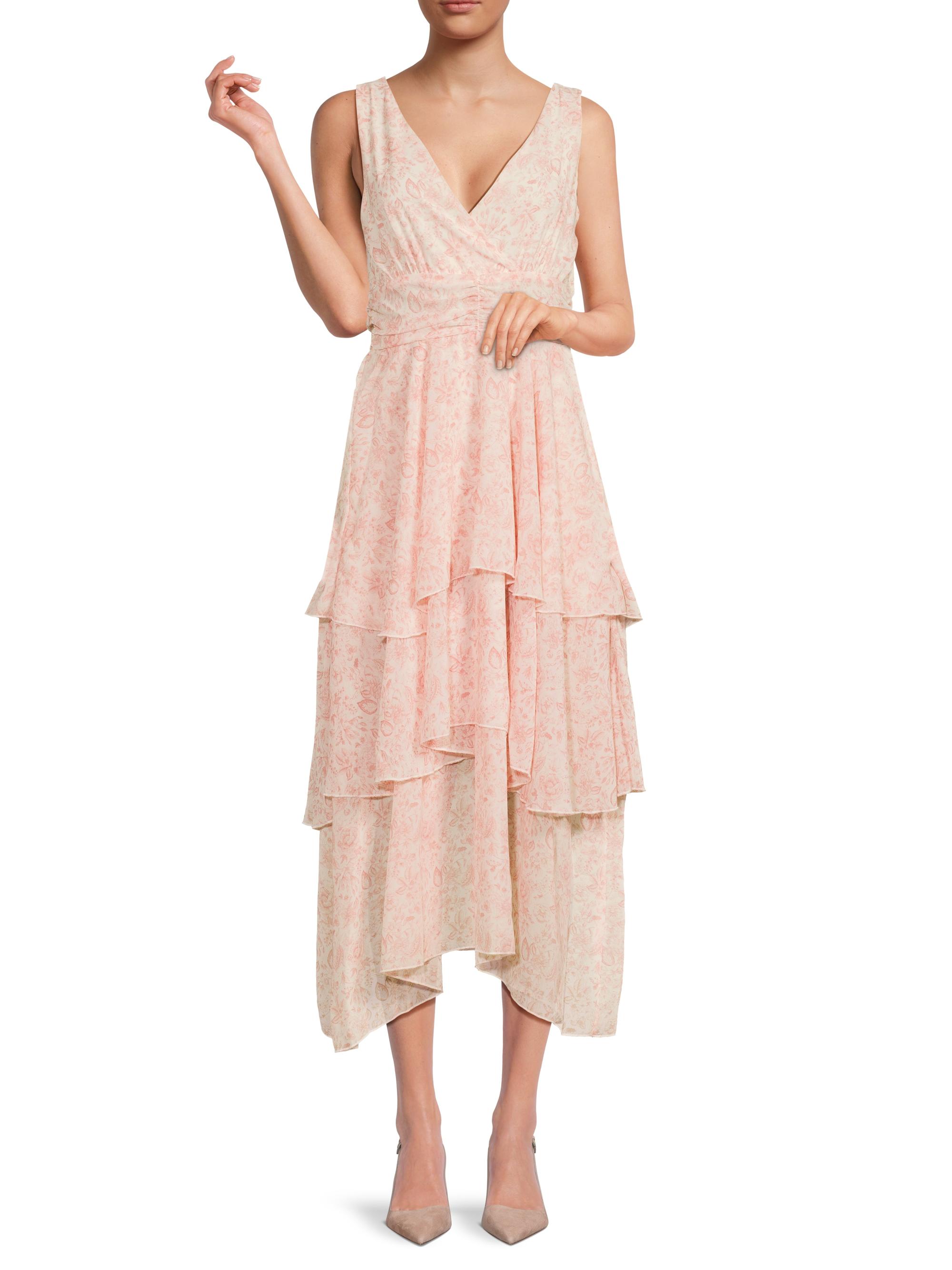 Click here for Lea & Viola Womens Tiered Ruffle Floral Midi-Dress... prices