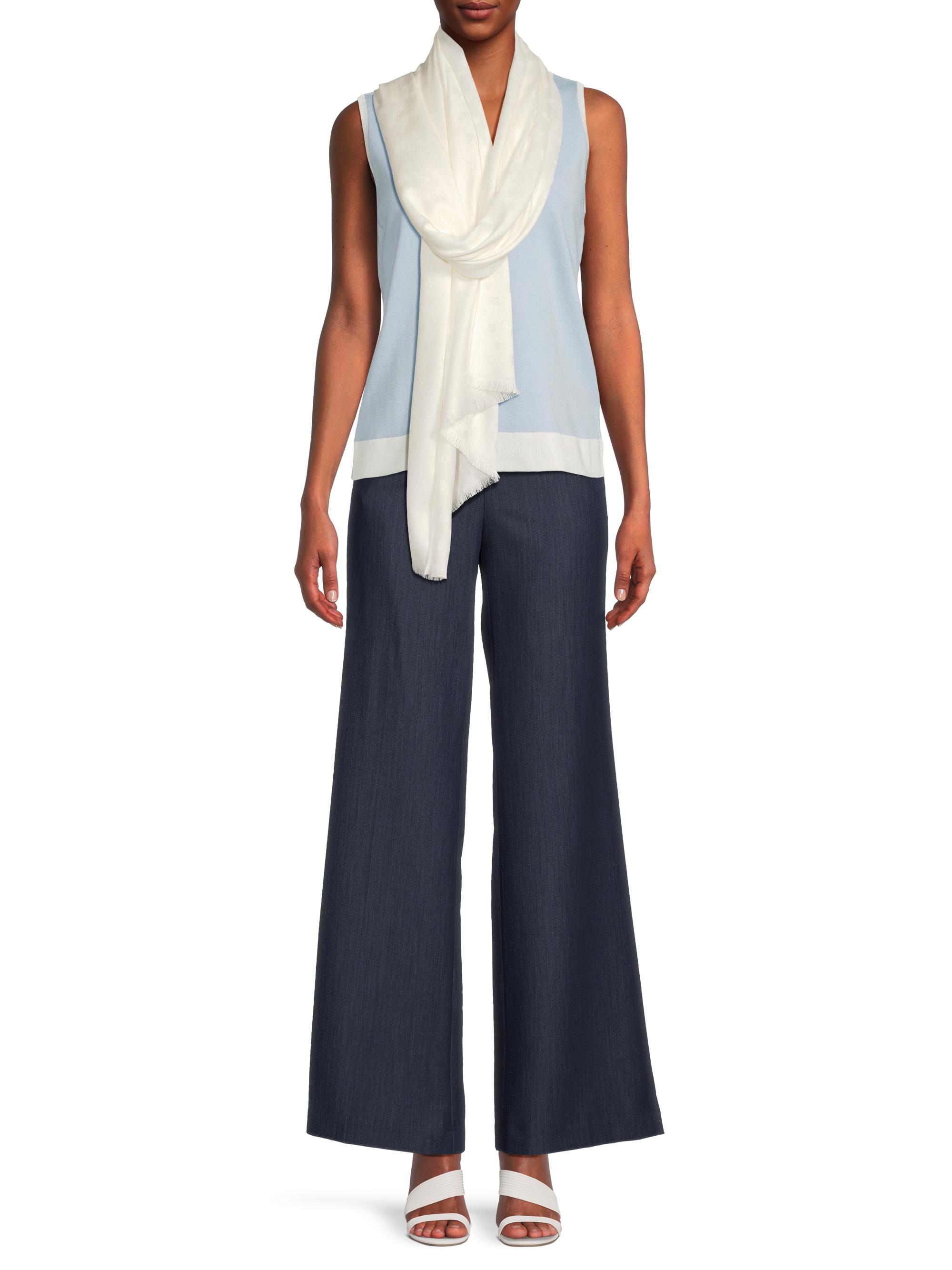 Click here for Karl Lagerfeld Paris Womens Monogram Scarf - Eggsh... prices