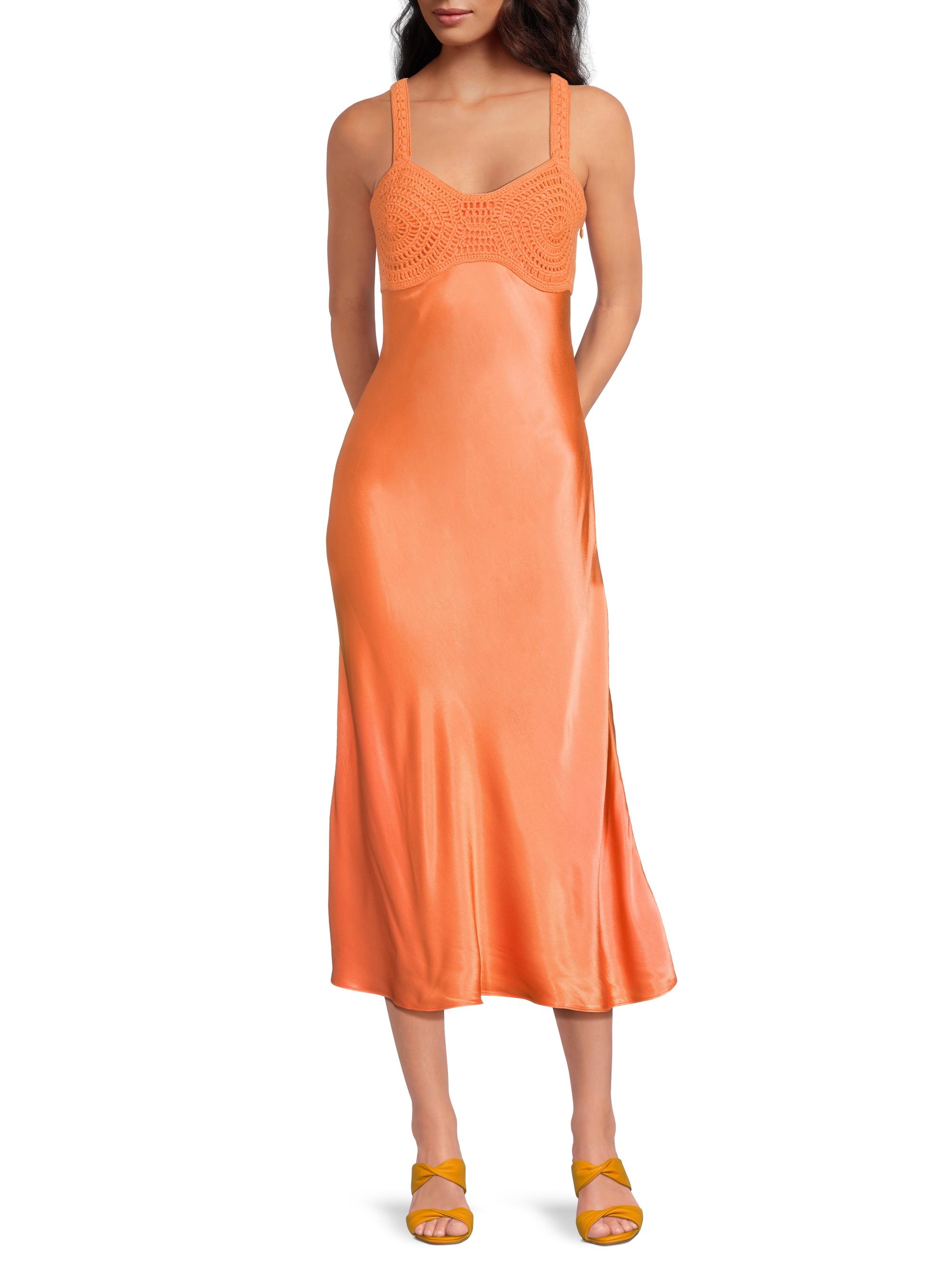 Click here for Rails Womens Laura Crochet Bodice Satin Midi-Dress... prices