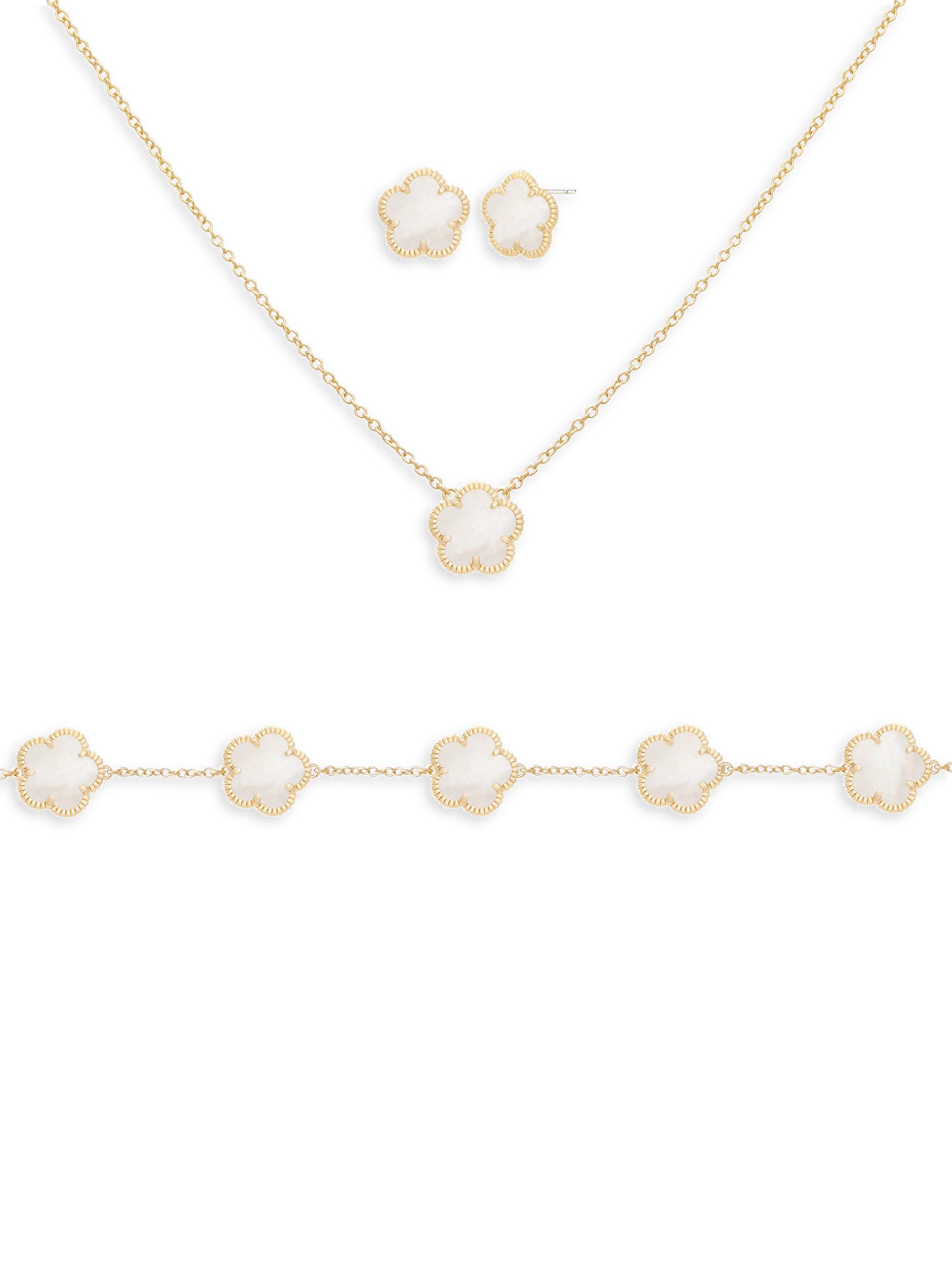 Click here for Jankuo Womens Flower 3-Piece 14K Goldplated & Moth... prices