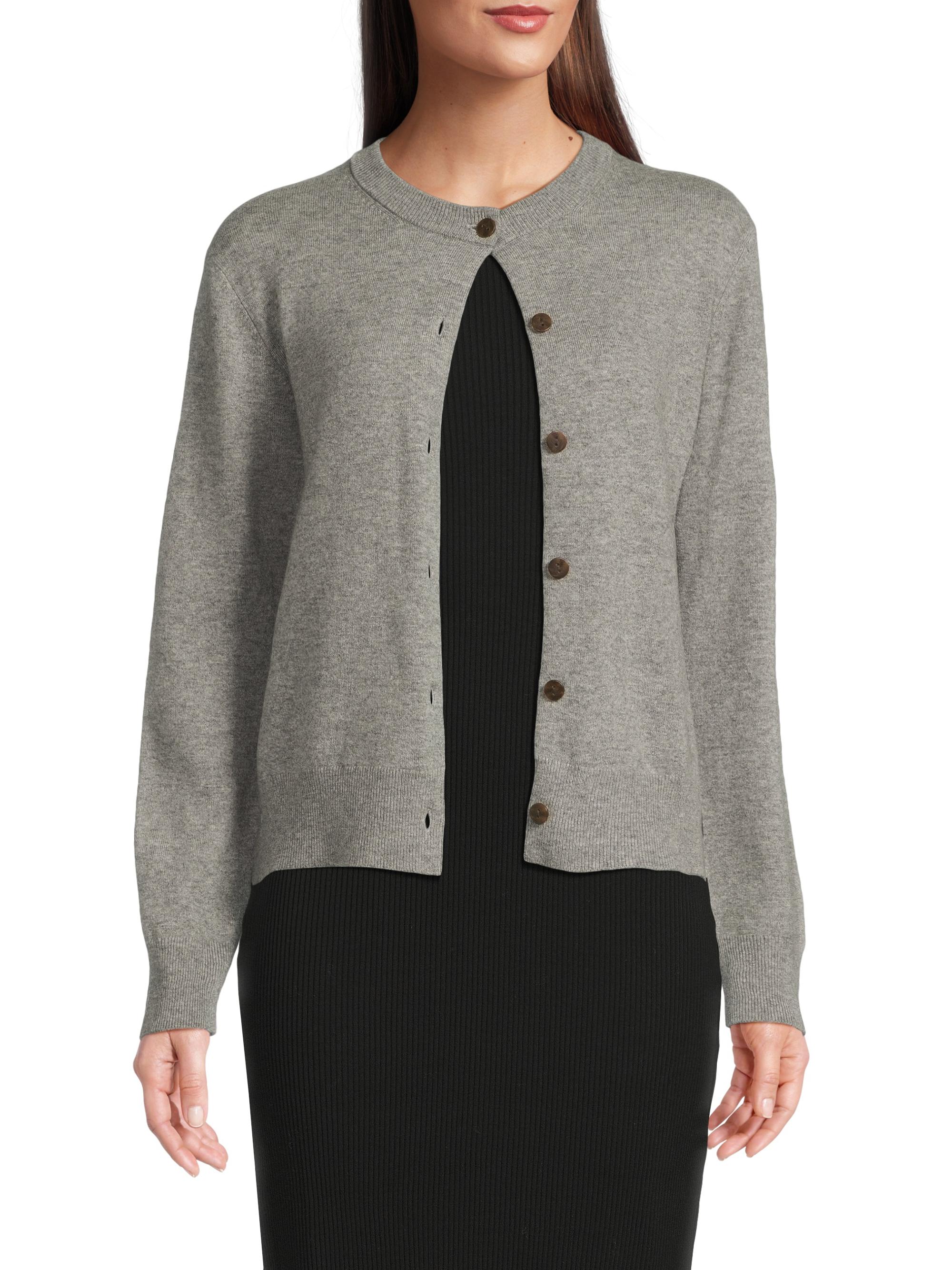 Click here for Vince Womens Crewneck Wool-Blend Cardigan - Heathe... prices