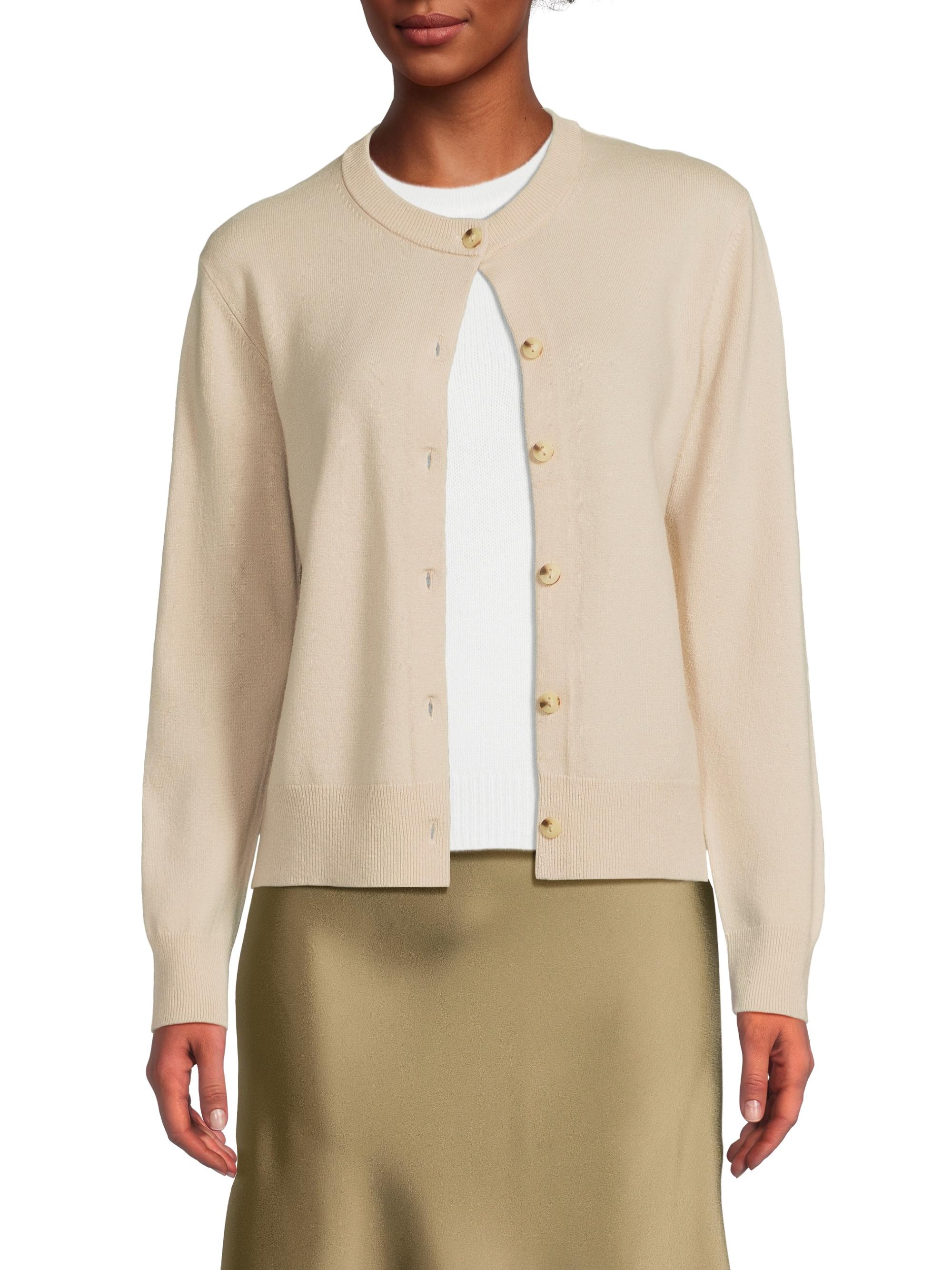 Click here for Vince Womens Crewneck Wool-Blend Cardigan - Light... prices