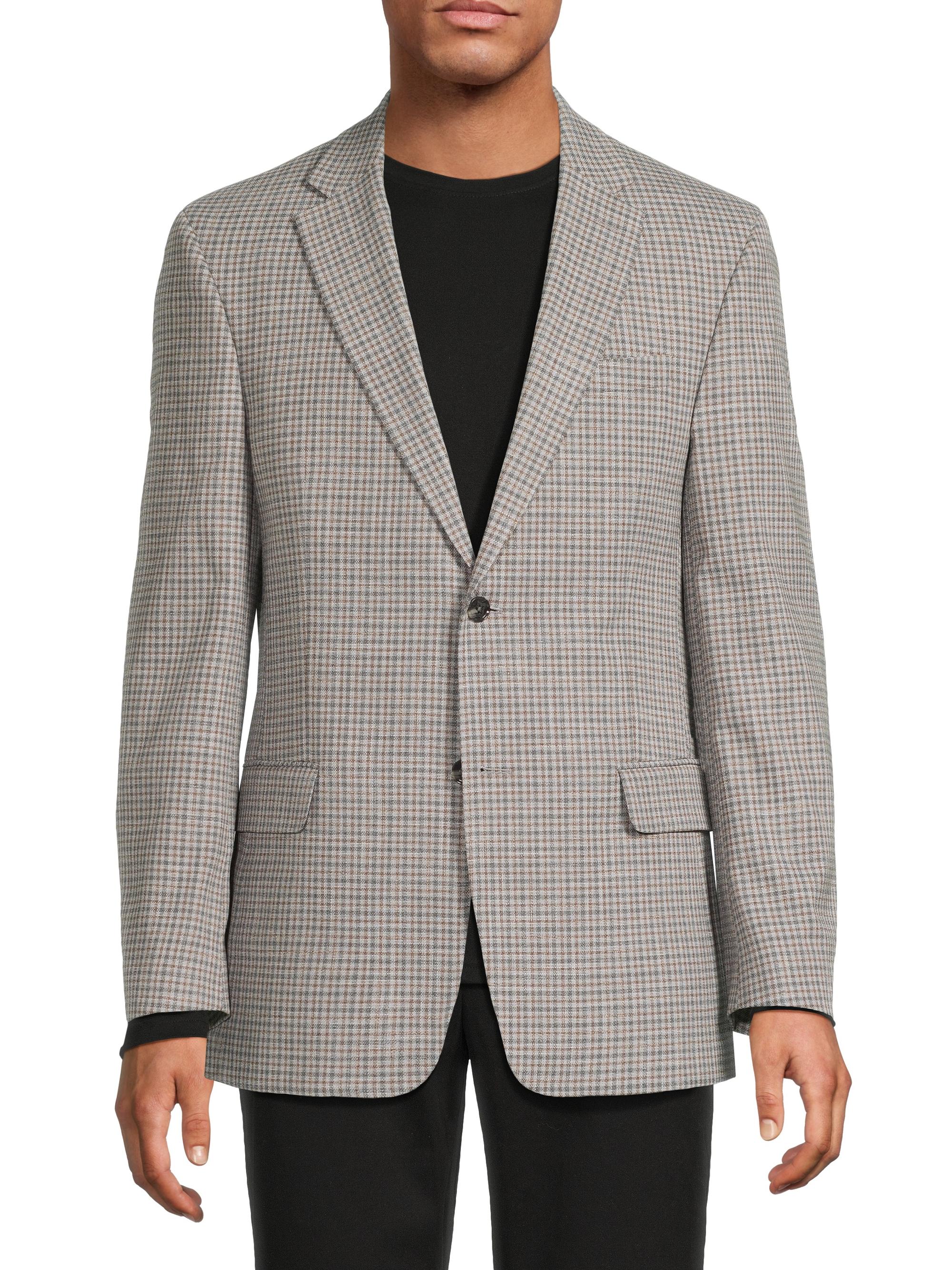 Click here for Saks Fifth Avenue Mens Checked Single-Breasted Mod... prices