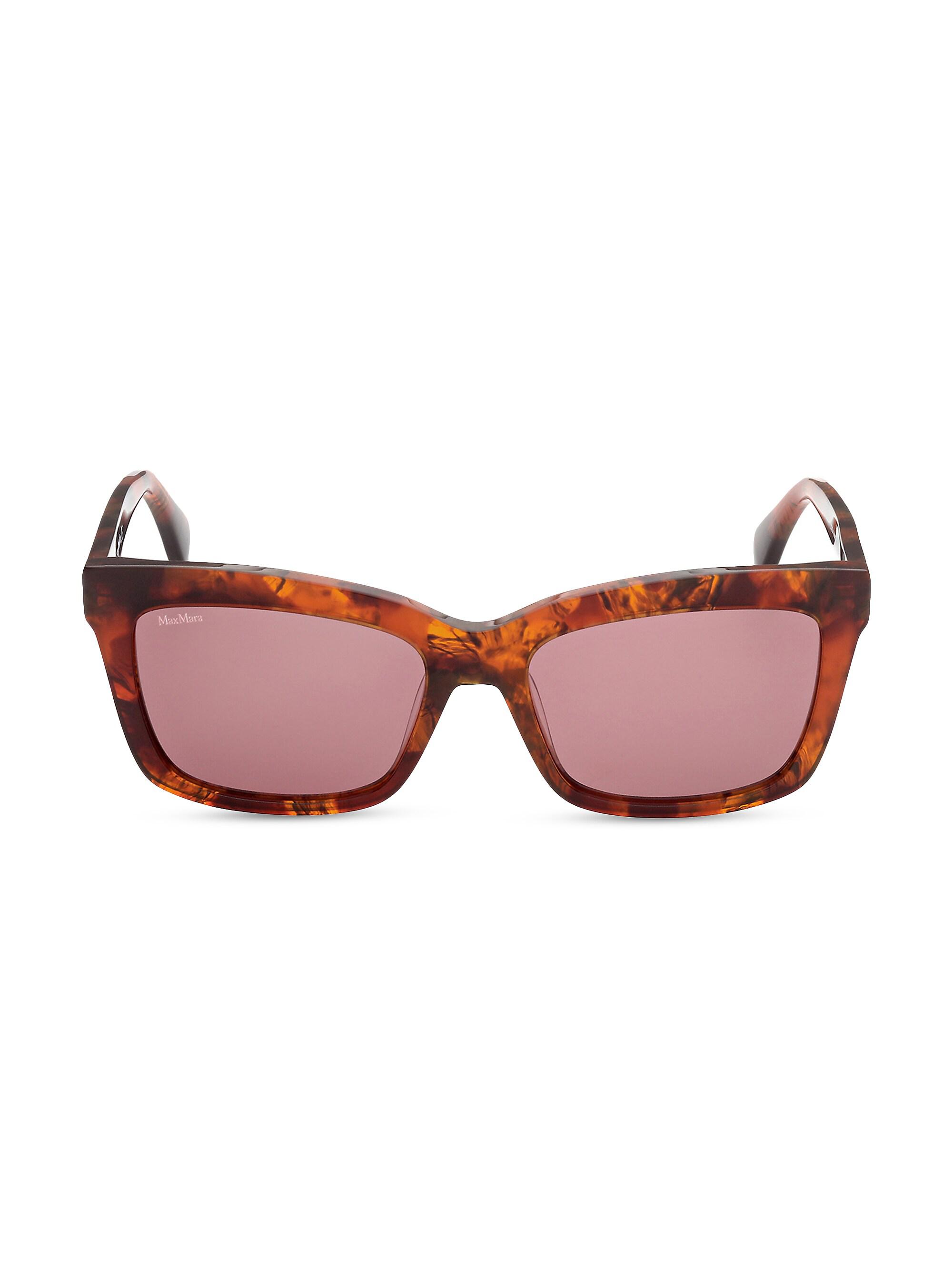 Click here for Max Mara Womens 55MM Rectangular Sunglasses - Red prices