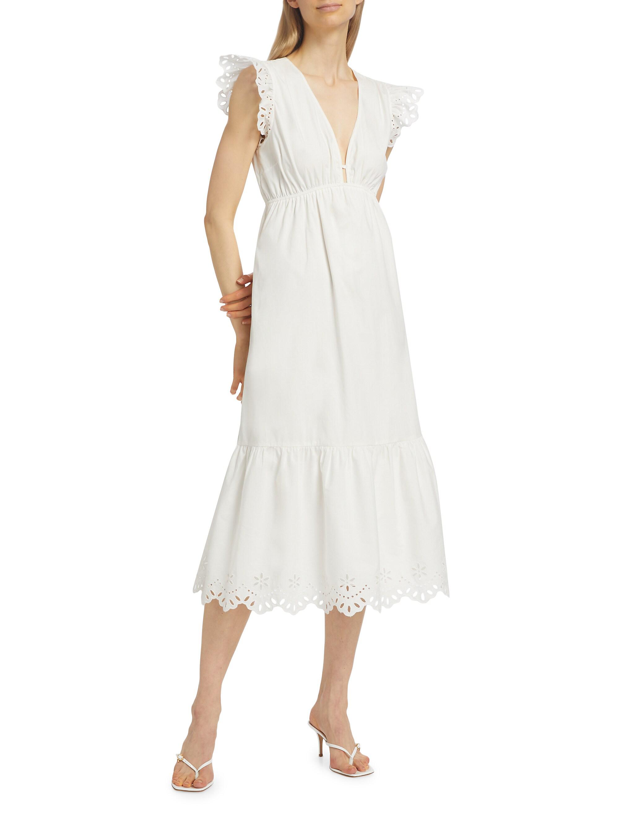 Click here for Rails Womens Tina Eyelet Cotton Flutter-Sleeve Mid... prices