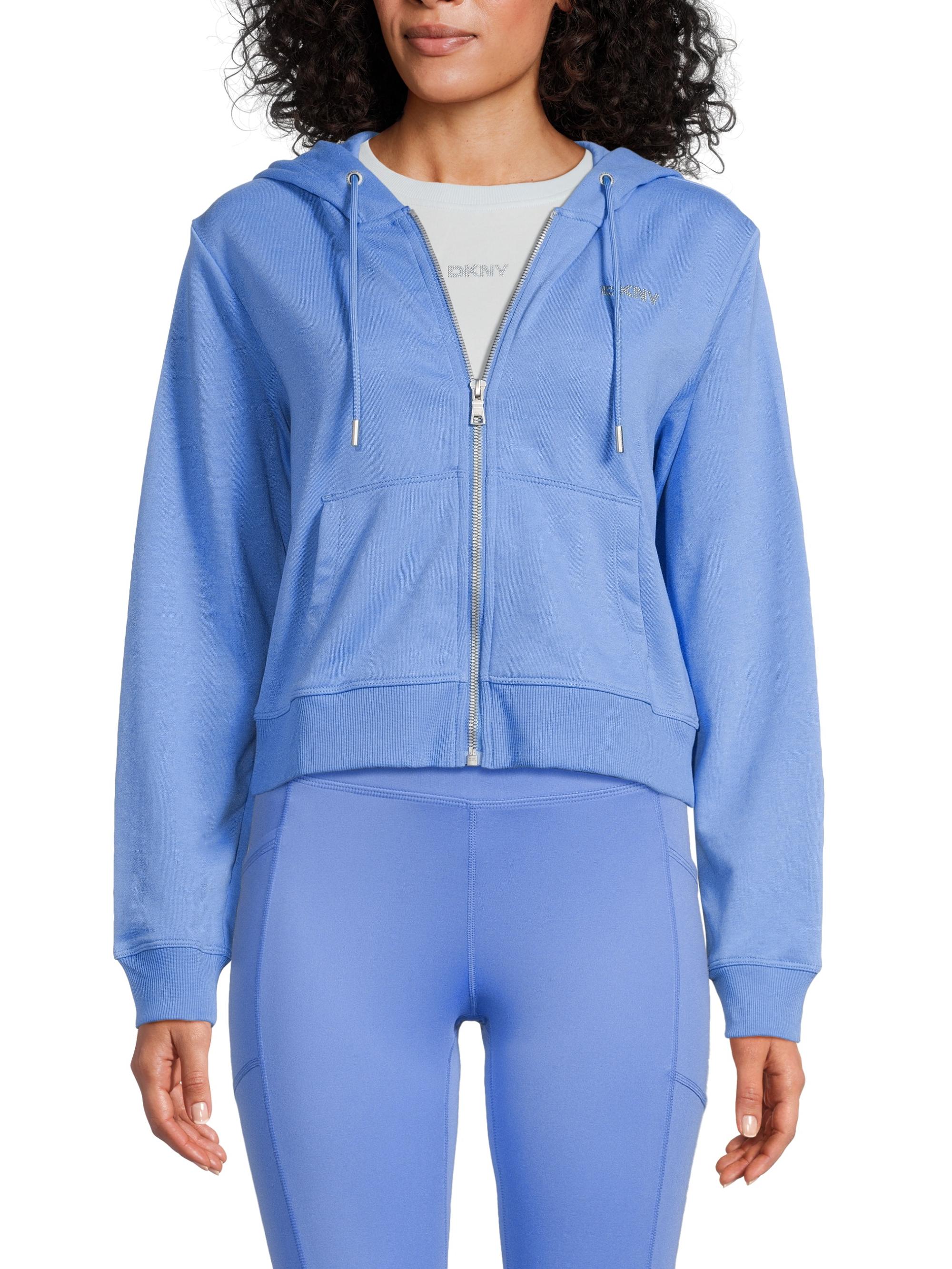 Click here for Dkny Womens Mini Stud Logo Zip Hoodie - Cornflower... prices