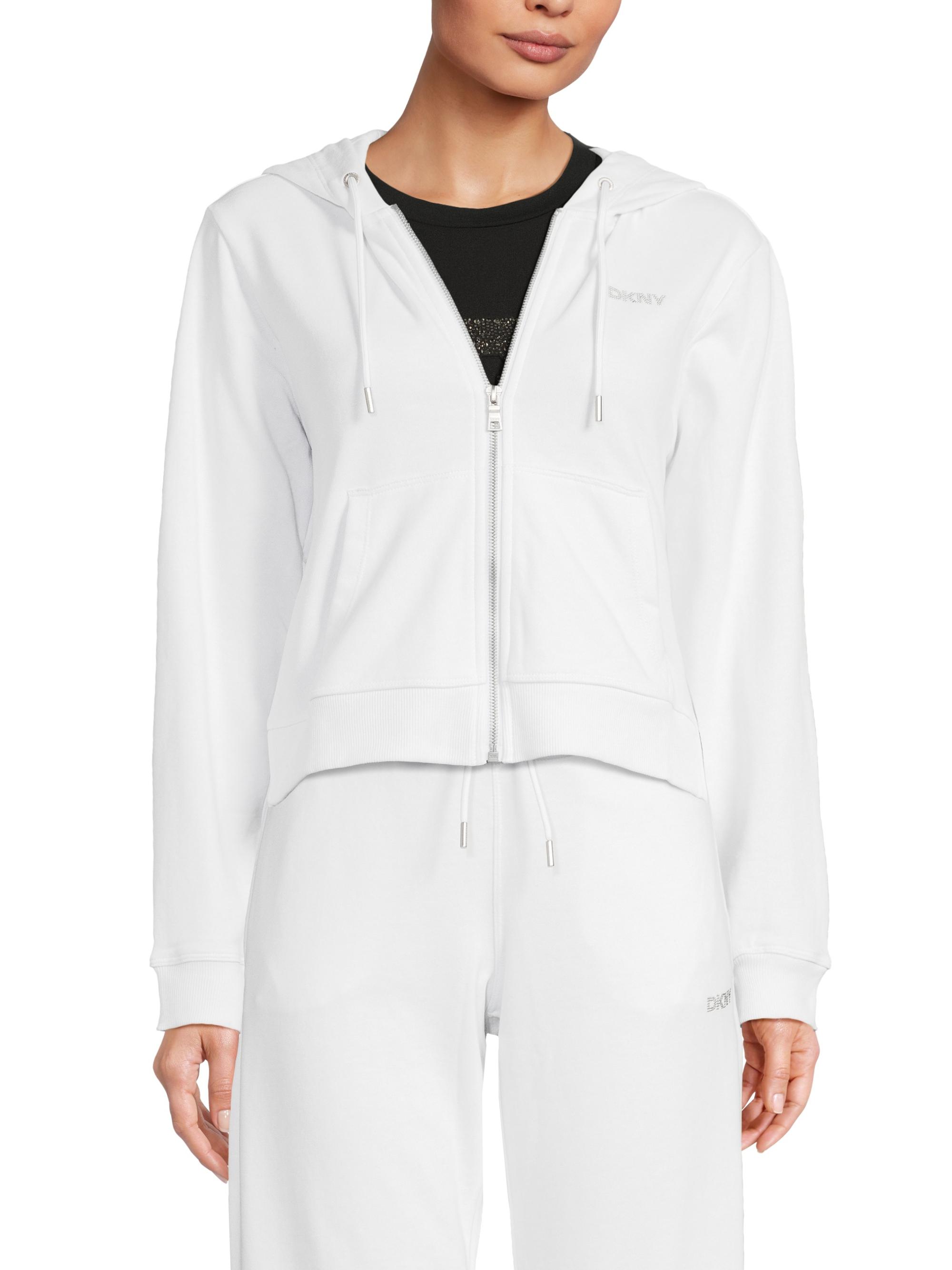 Click here for Dkny Womens Mini Stud Logo Zip Hoodie - White - Si... prices