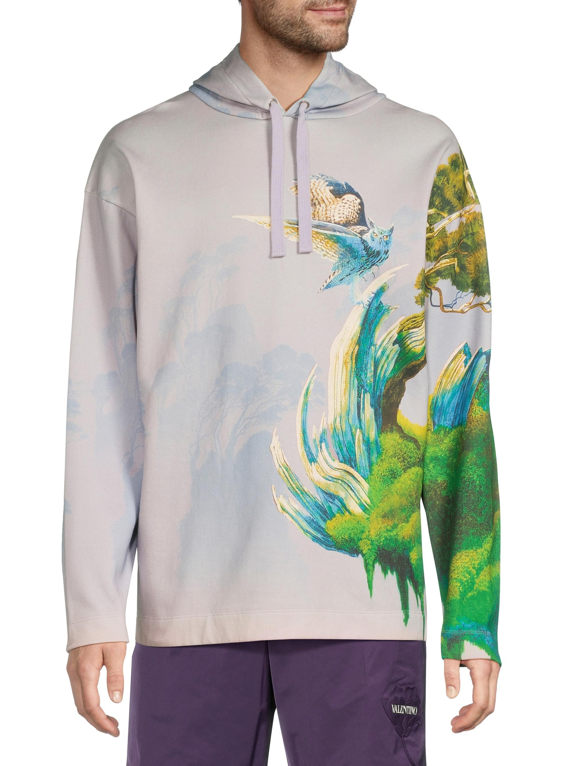 Click here for Valentino Garavani Mens Printed Hoodie - Lavender... prices