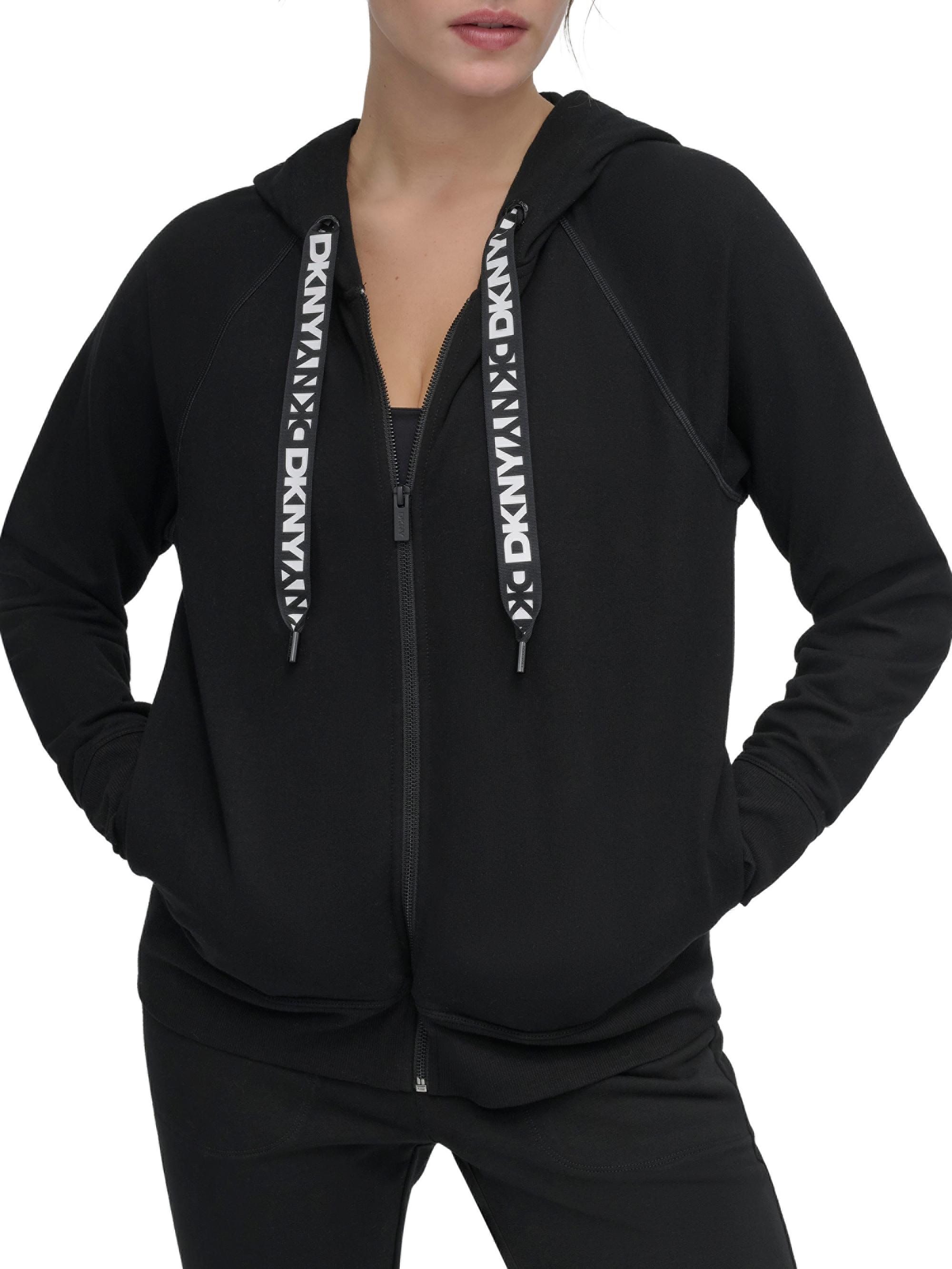 Click here for Dkny Sport Womens Two-Tone Zip-Front Long-Sleeve H... prices