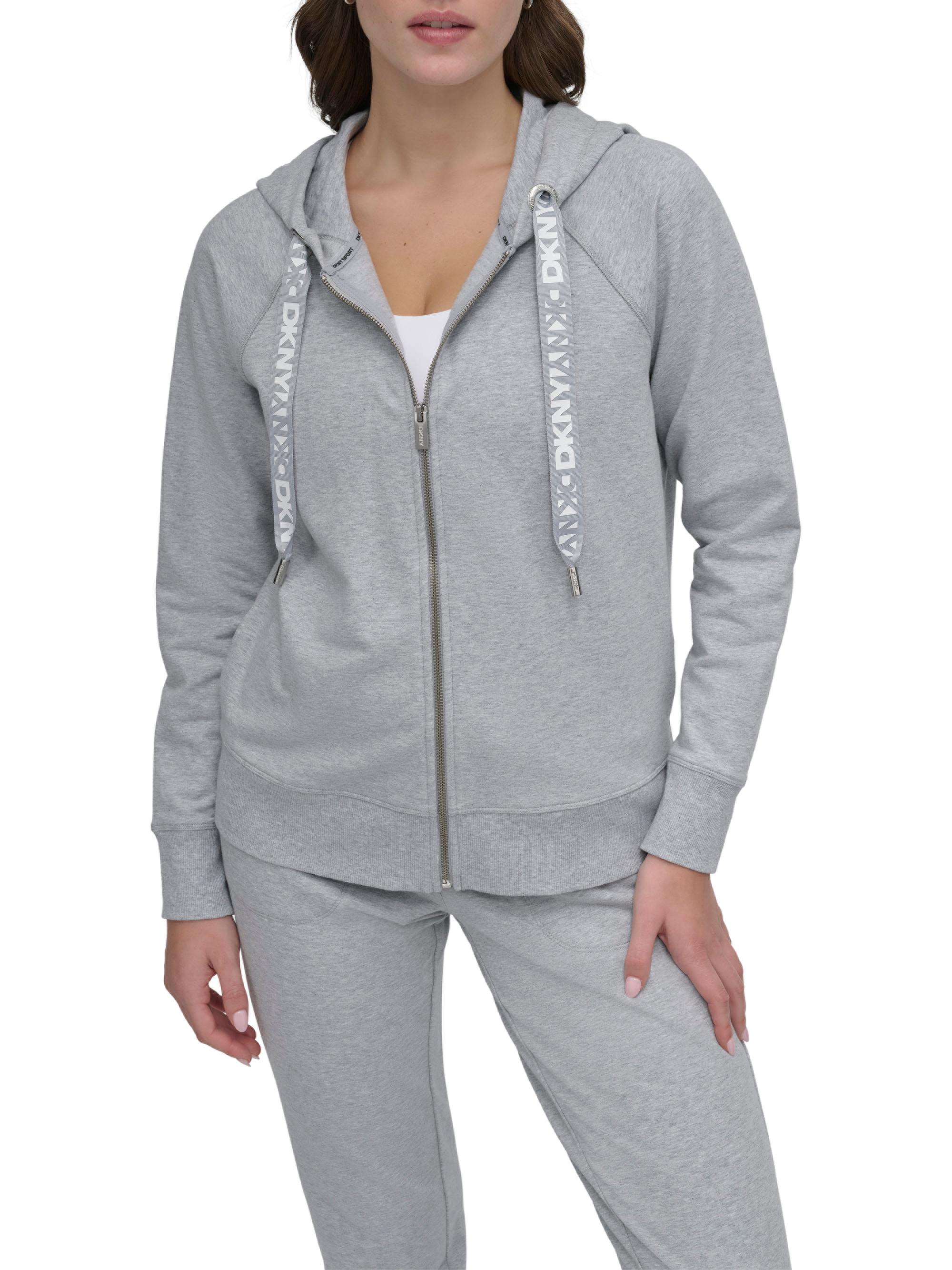 Click here for Dkny Sport Womens Two-Tone Zip-Front Long-Sleeve H... prices