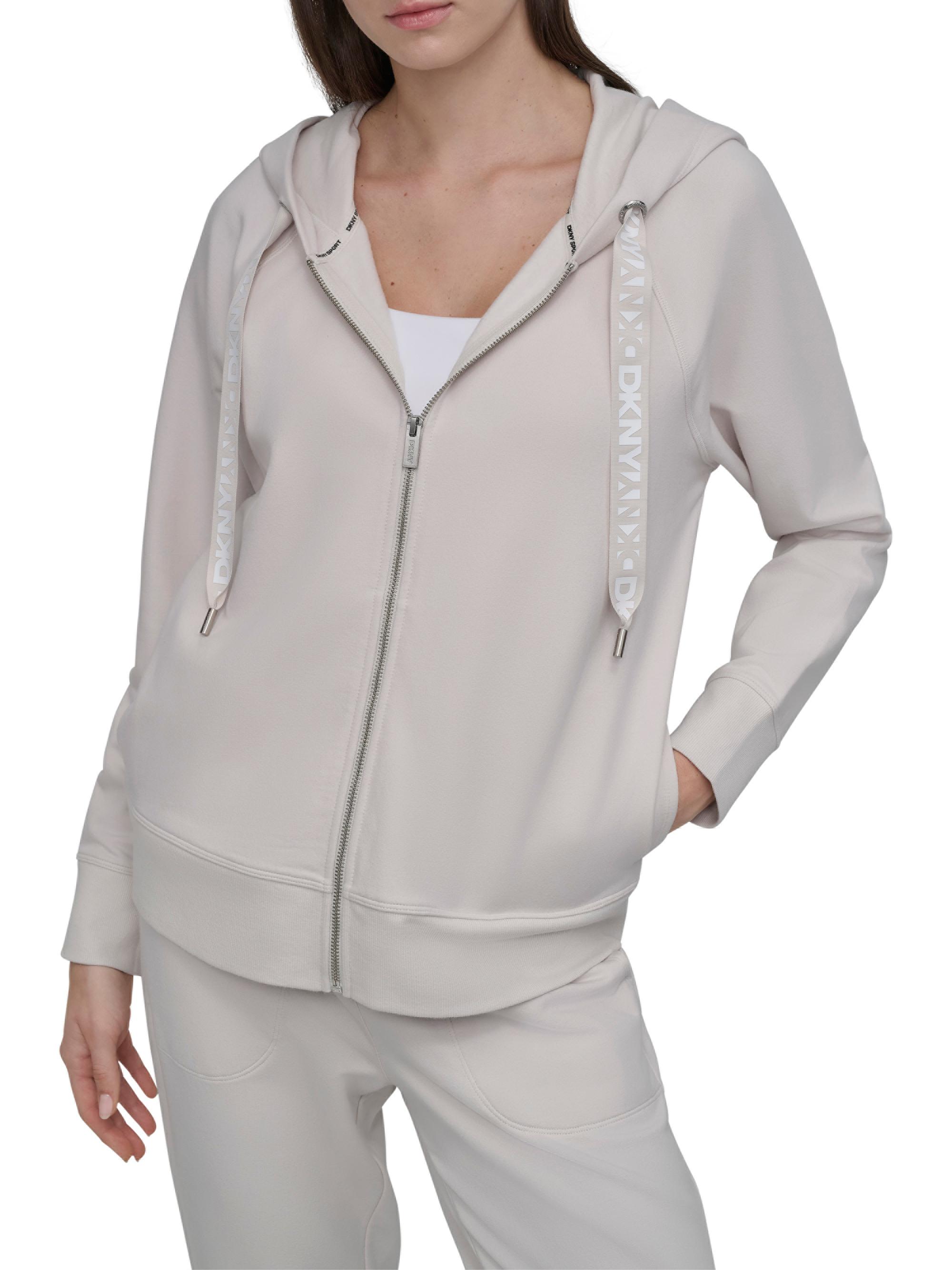 Click here for Dkny Sport Womens Two-Tone Zip-Front Long-Sleeve H... prices