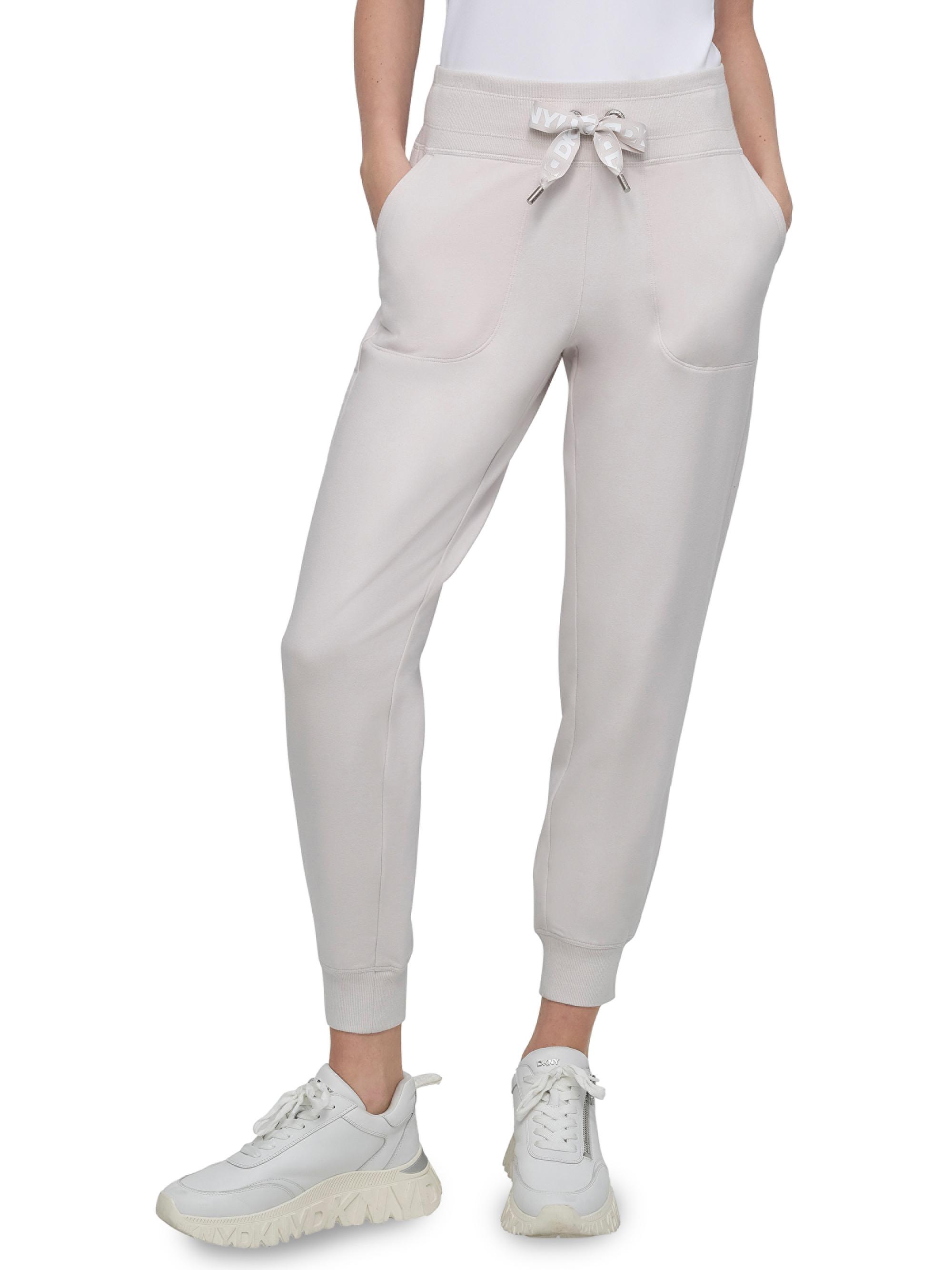 Dkny Sport Womens Logo-Drawstring High-Rise Joggers - Sand