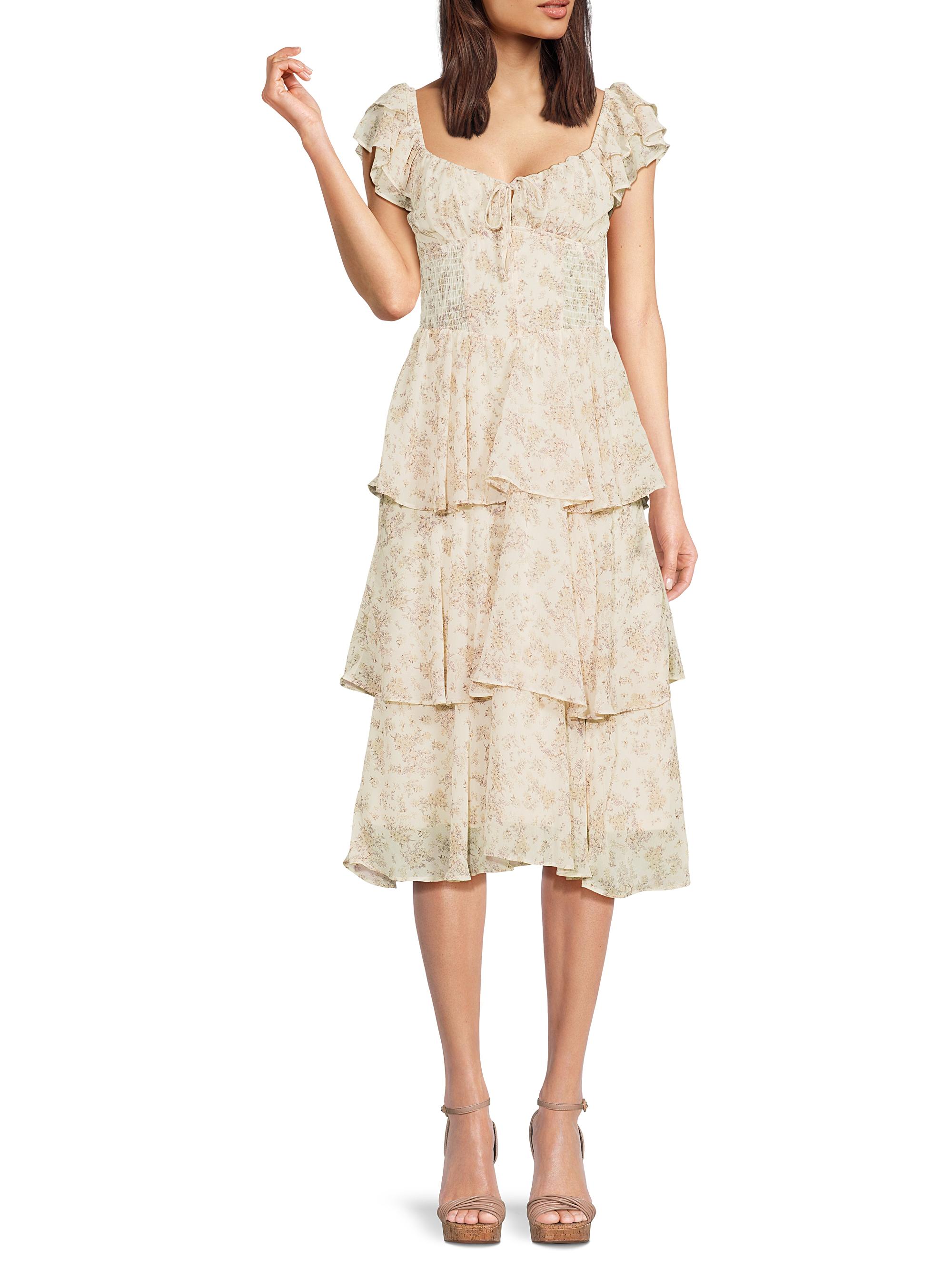 Click here for Lea & Viola Womens Floral Layered Flutter Sleeve M... prices