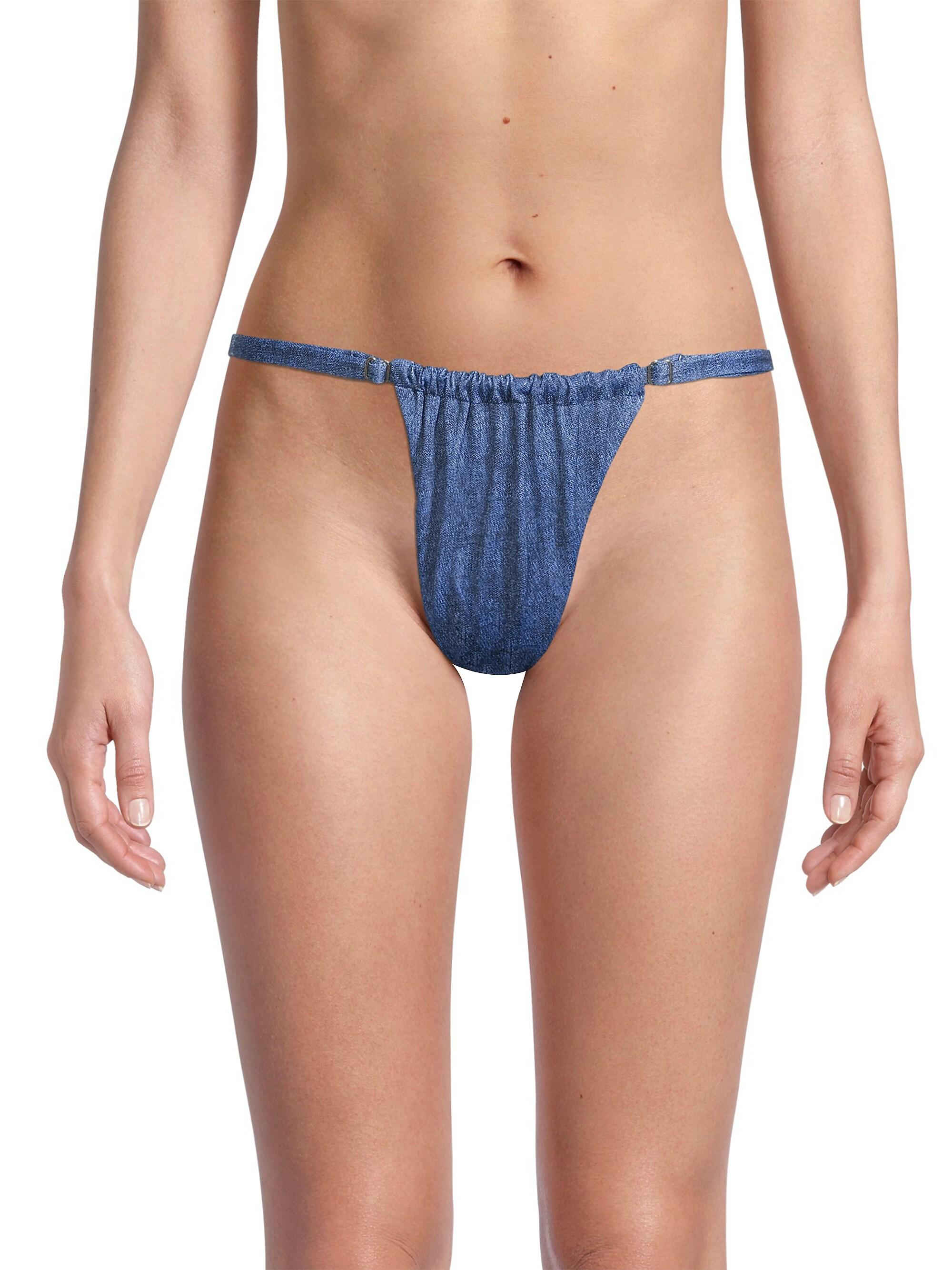 Click here for Weworewhat Womens Ruched Denim Bikini Bottom - Dar... prices