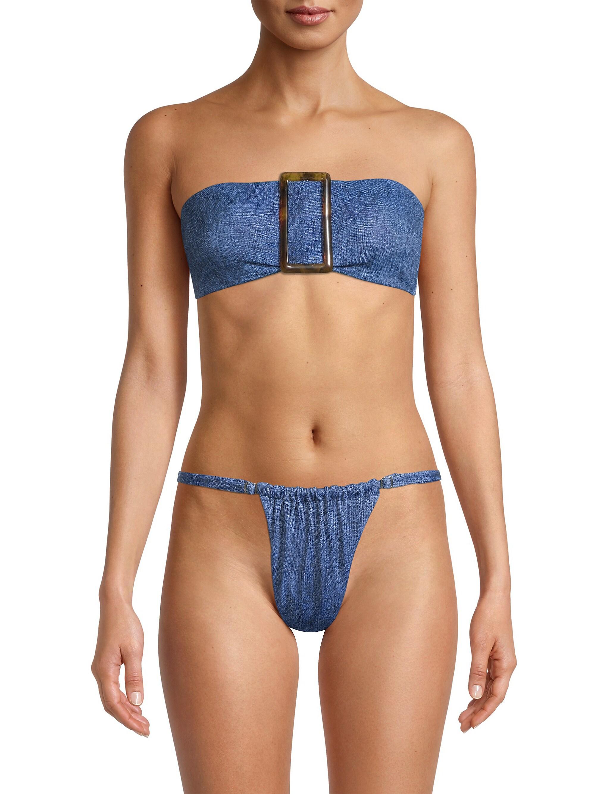 Click here for Weworewhat Womens Buckle-Embellished Bikini Top -... prices