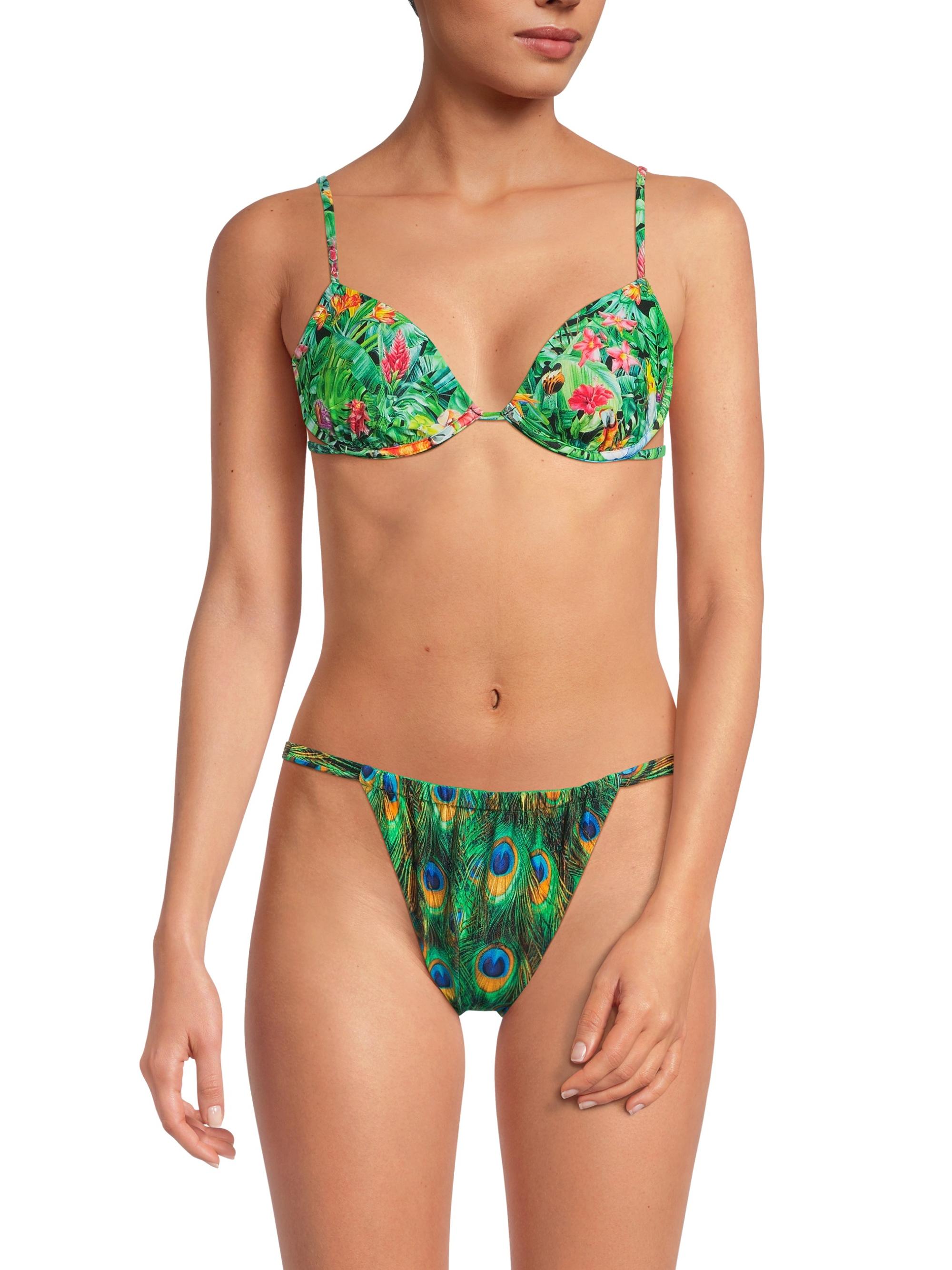 Click here for Weworewhat Womens Tropical Print Bikini Top - Palm... prices