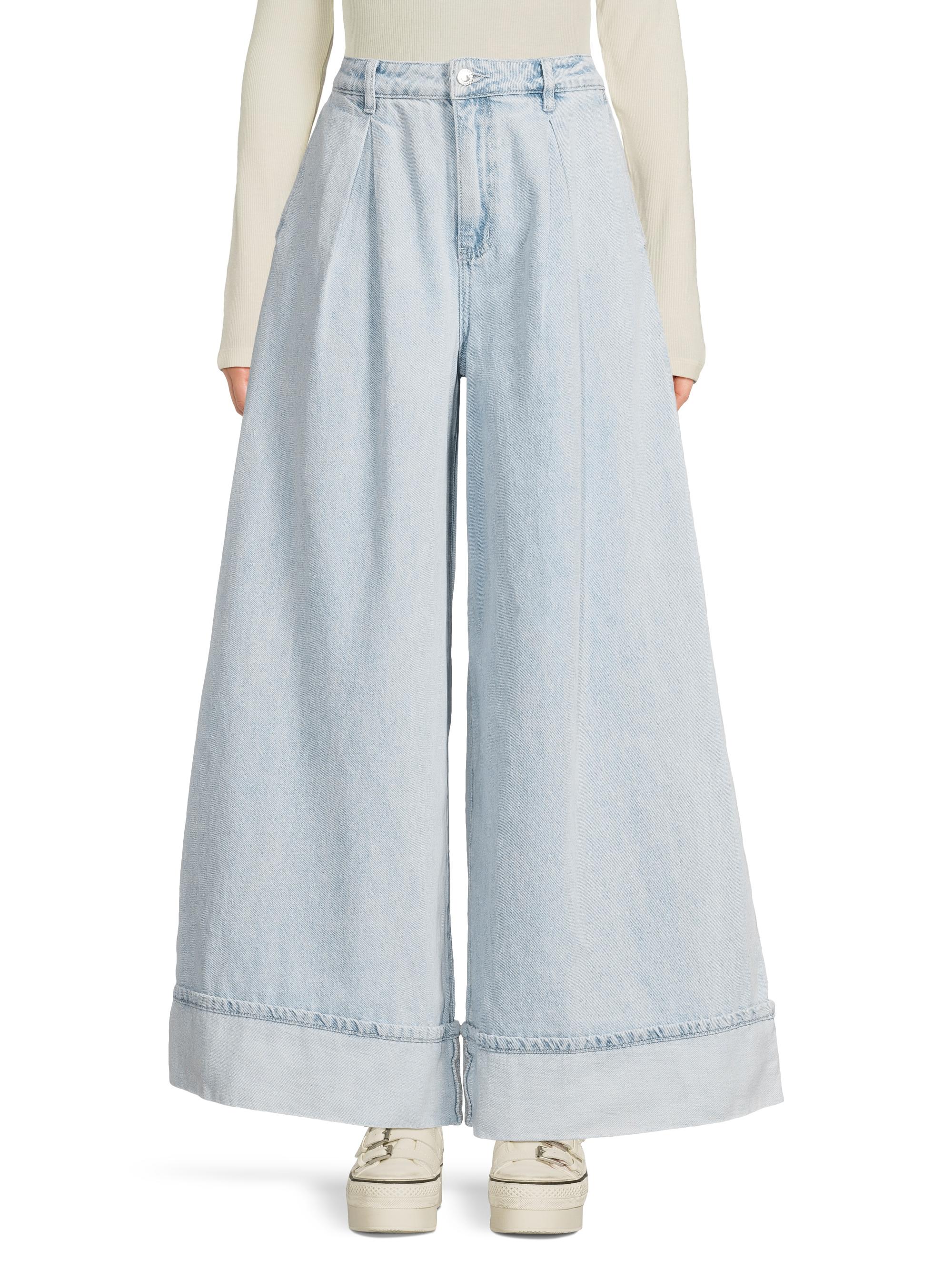 Click here for Weworewhat Womens Pleated Wide-Leg Cotton Jeans -... prices
