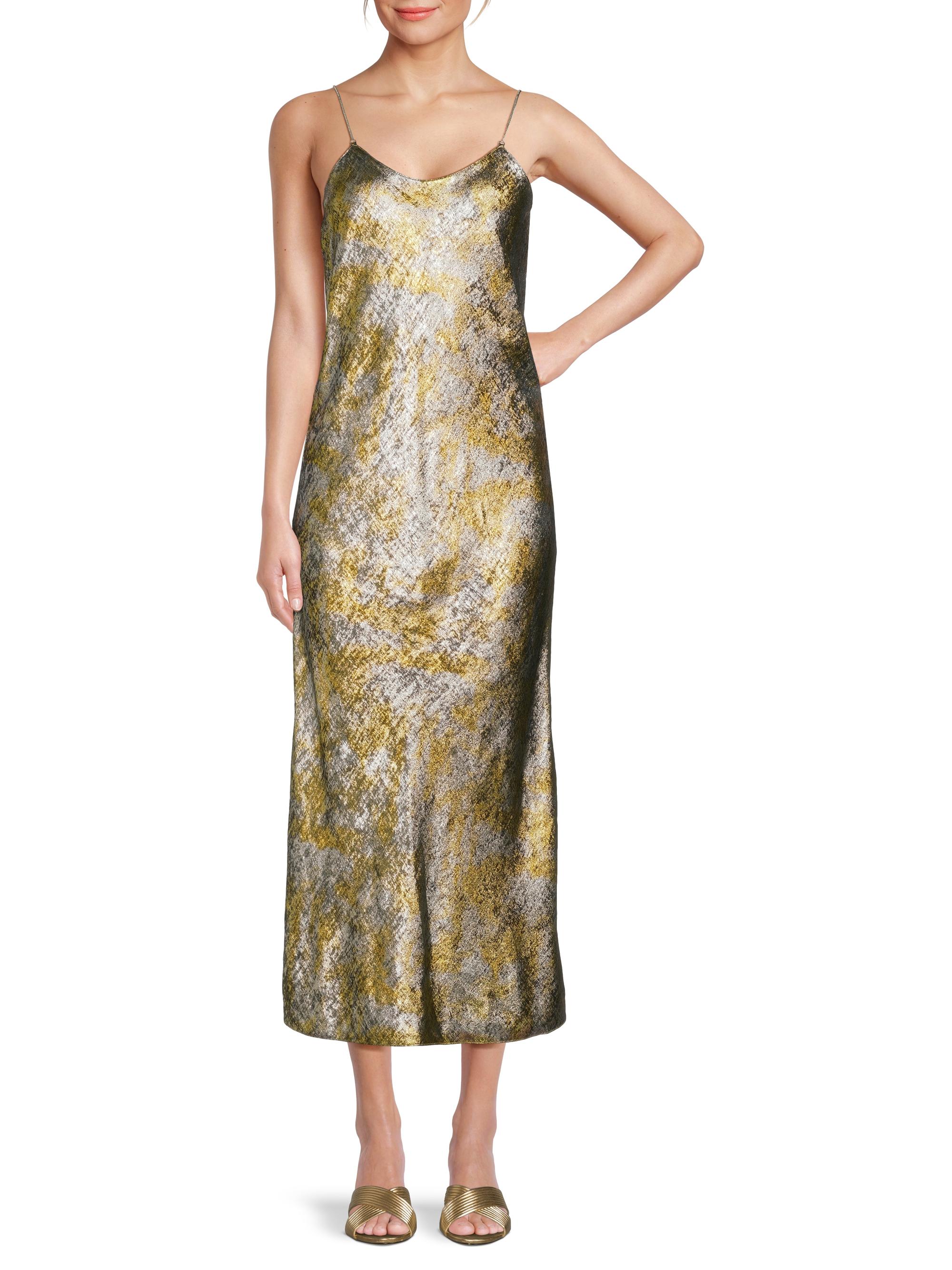 Click here for ba & sh Womens Robe Flavia Metallic Slip Midi-Dres... prices
