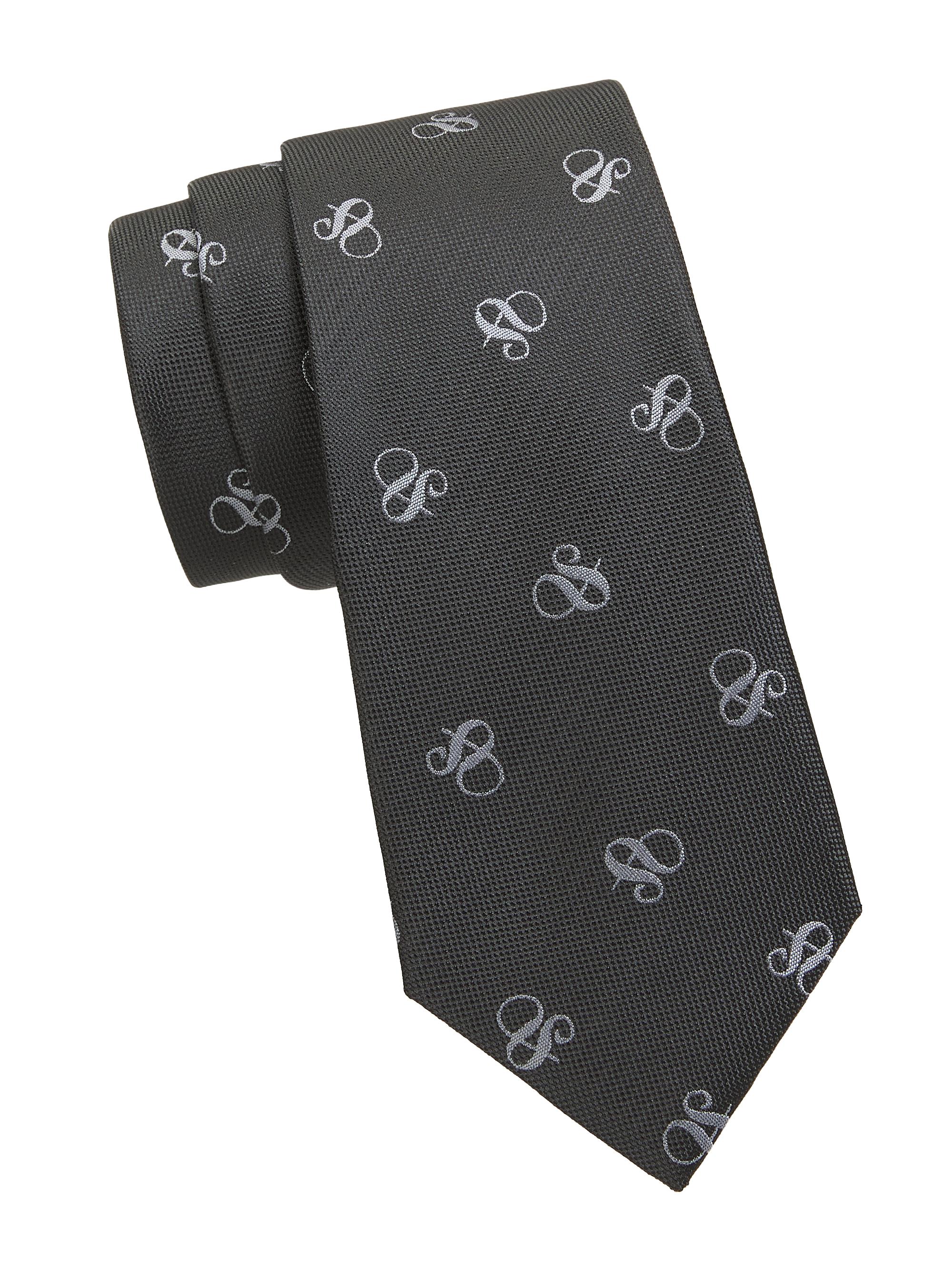 Click here for Scotch & Soda Mens Logo Print Tie - Black prices