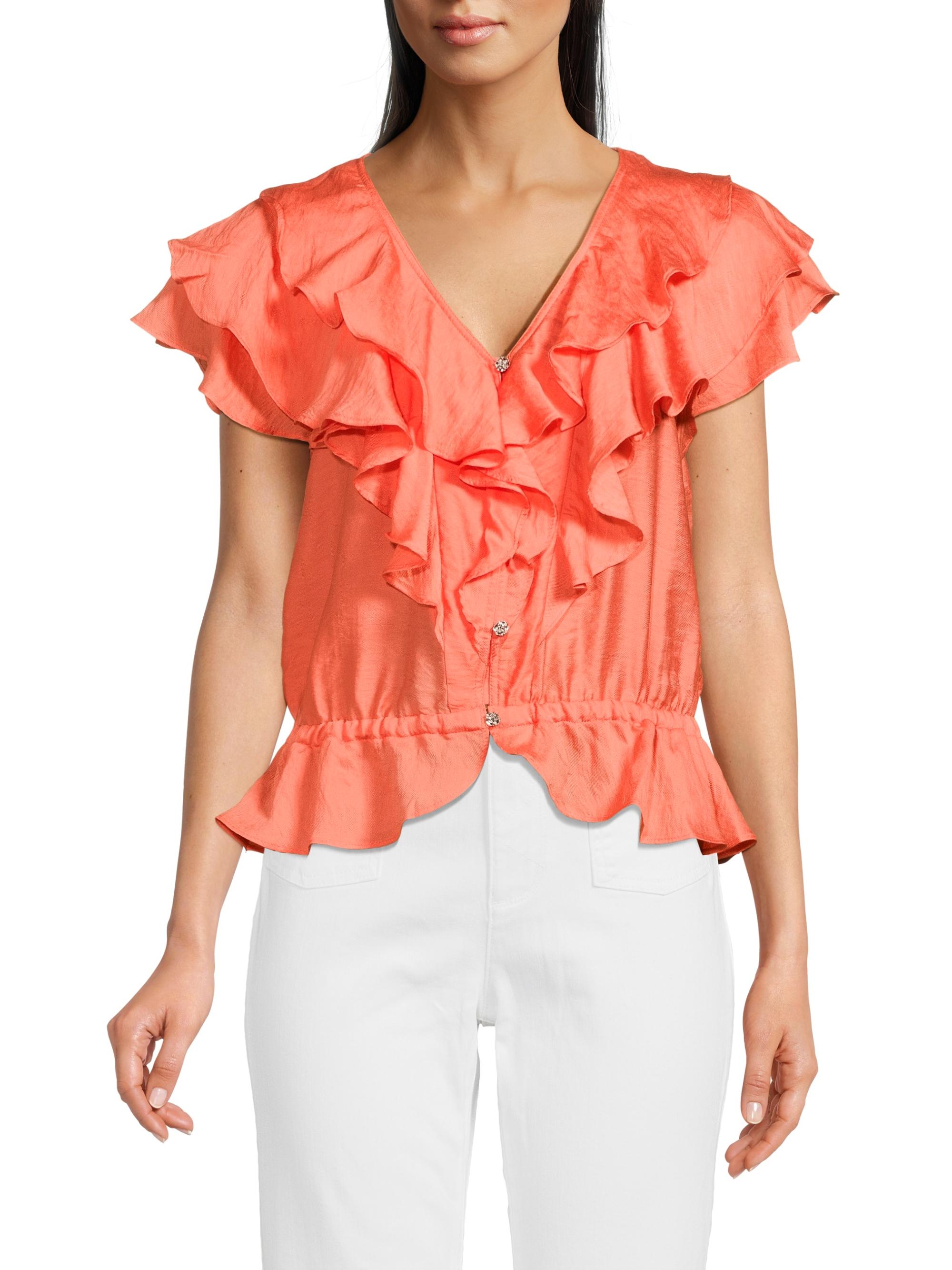 Click here for Karl Lagerfeld Paris Womens V-Neck Ruffle-Tiered B... prices