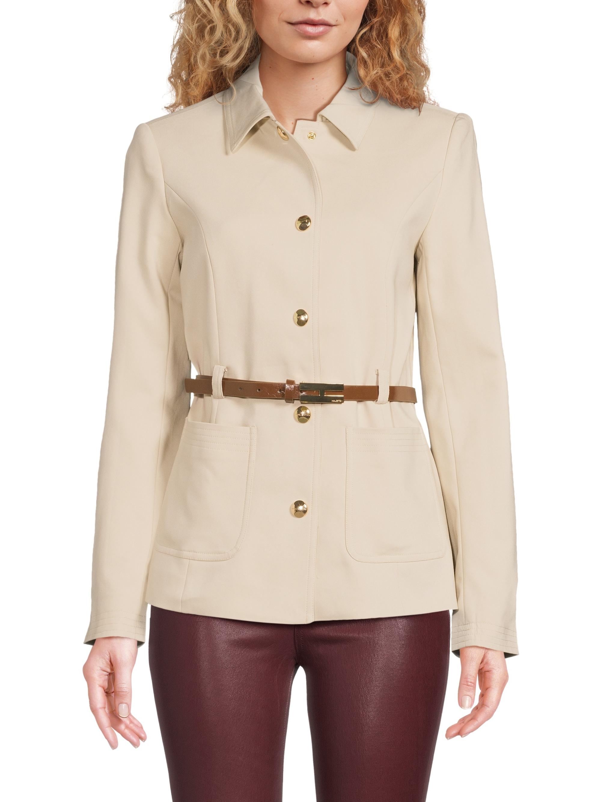 Click here for Halston Womens Spread Collar Belted Coat - Sand -... prices
